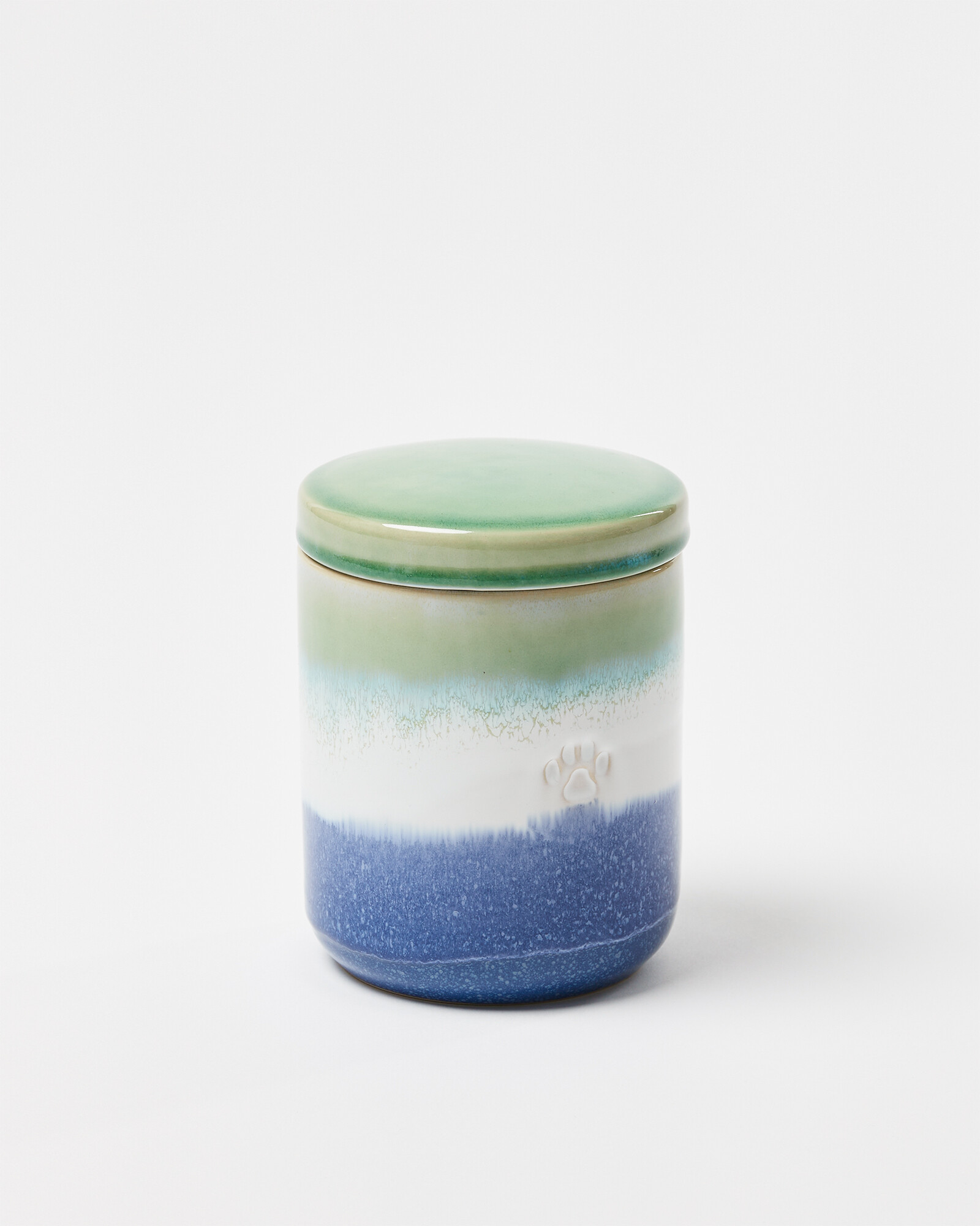Paw Print Blue Ceramic Pet Treat Jar | Oliver Bonas