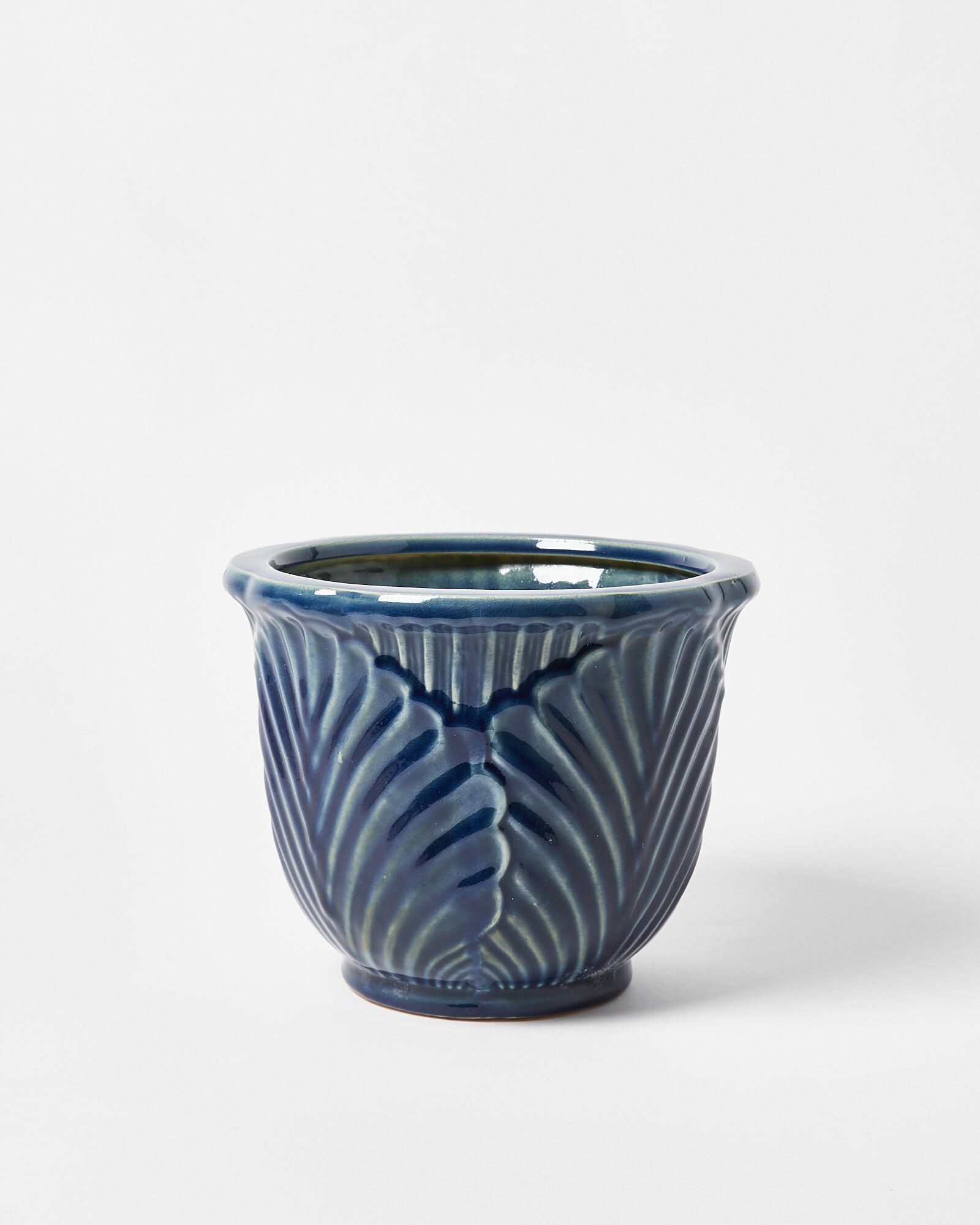 Kirk Textured Blue Ceramic Plant Pot Medium | Oliver Bonas