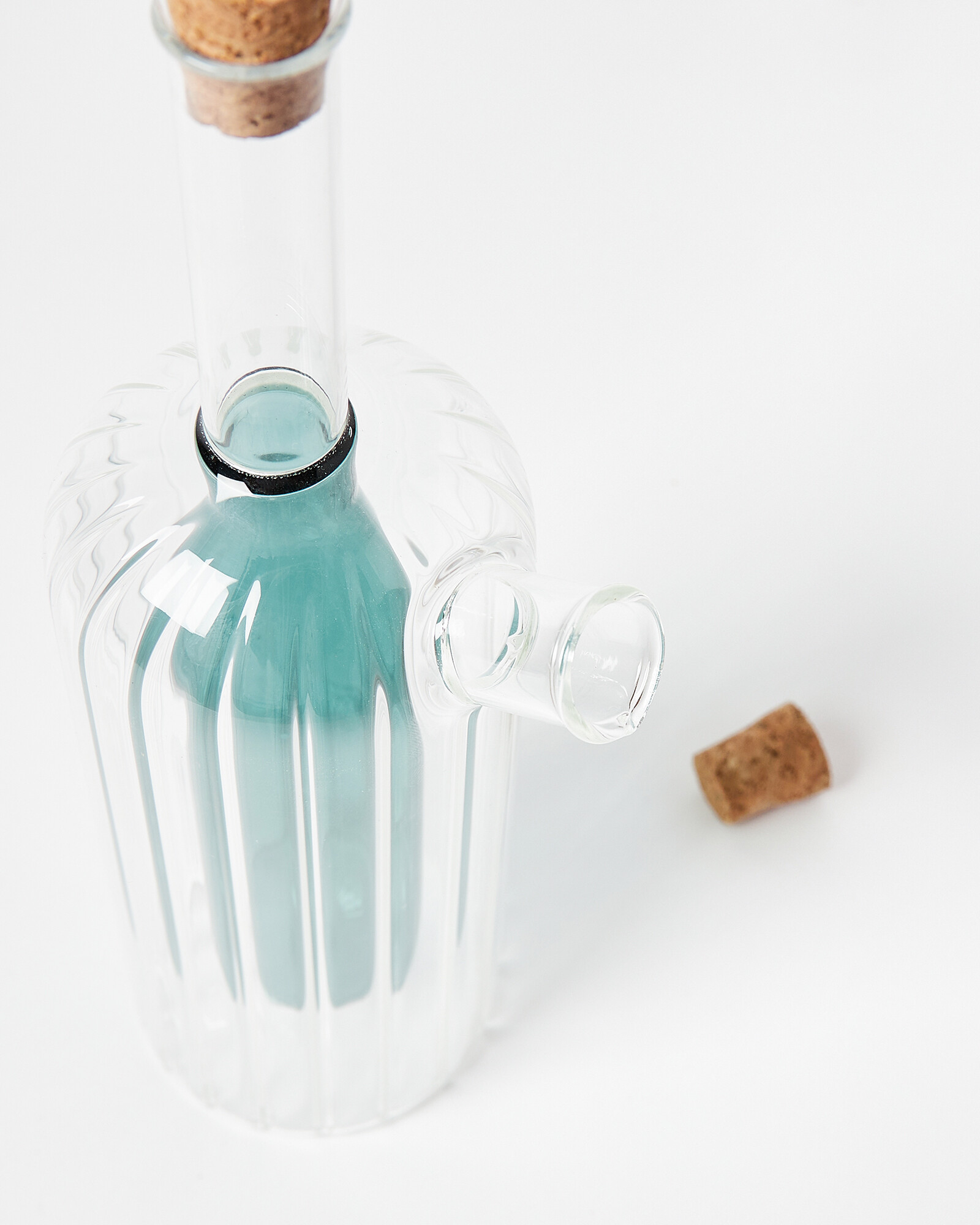 Beaton Blue Glass Oil & Vinegar Bottle | Oliver Bonas