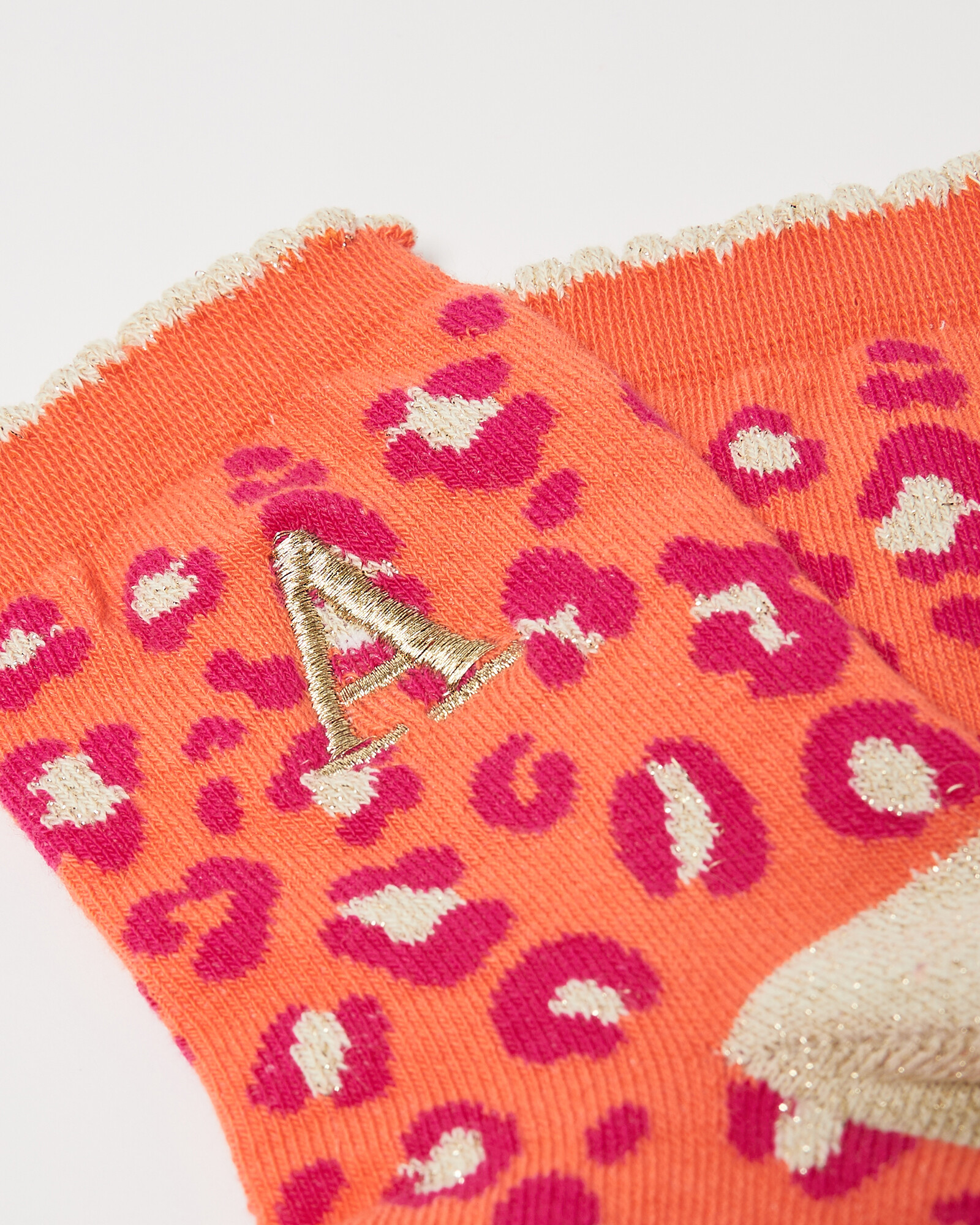 Alphabet Initial Animal Print Orange Socks | Oliver Bonas
