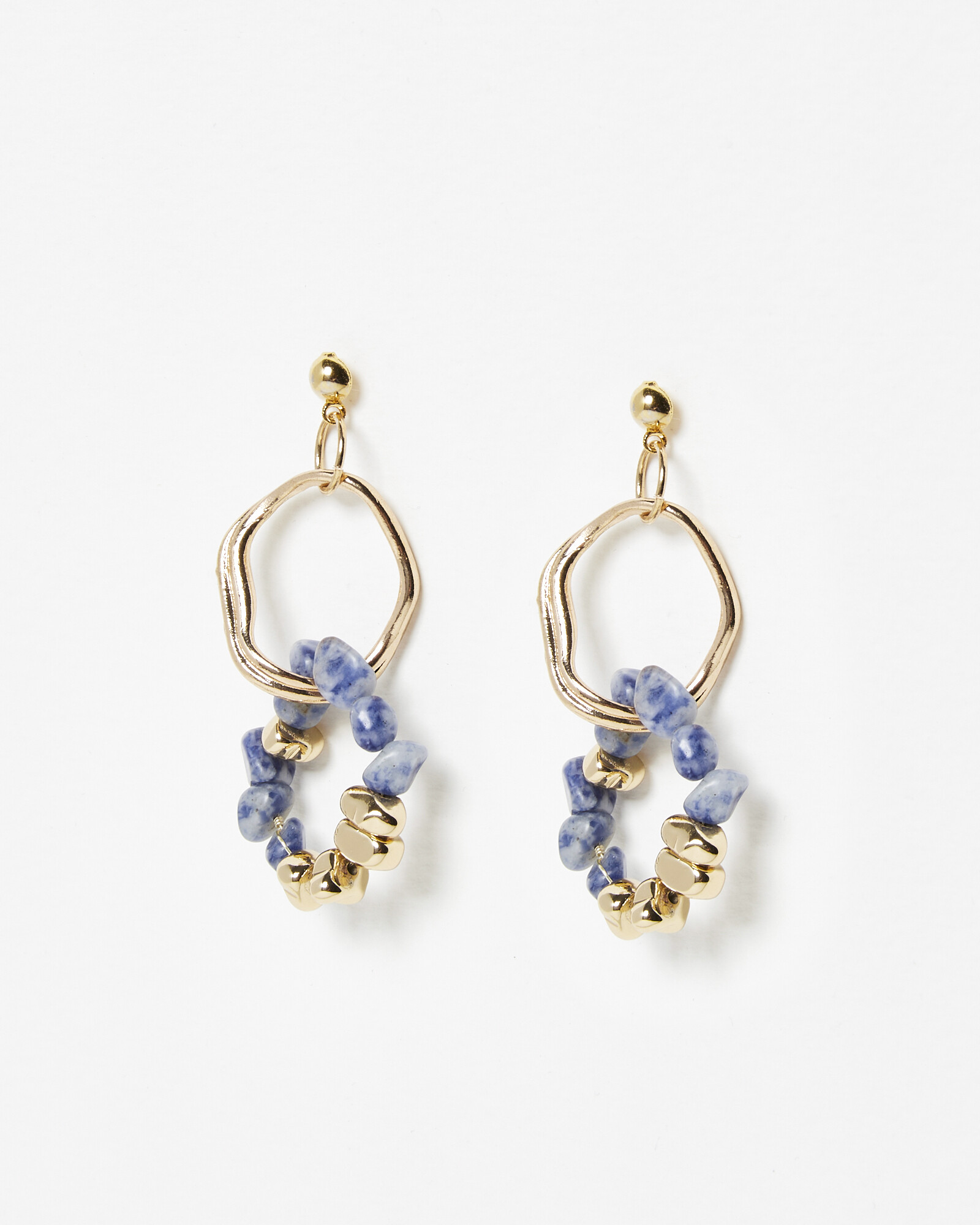 Mel Interlocked Loops Blue Stone Drop Earrings | Oliver Bonas