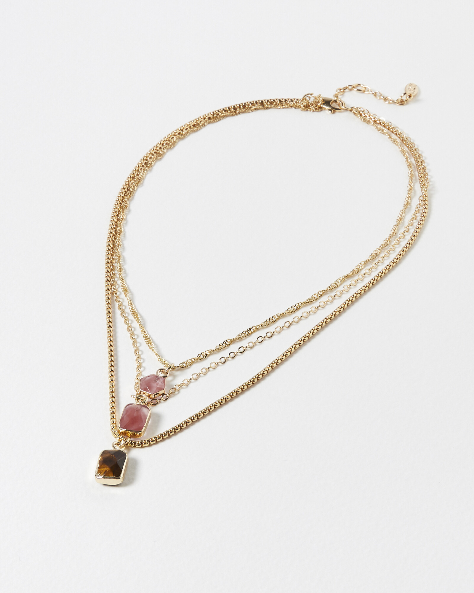 Isla Stone Triple Row Chain Pendant Necklace | Oliver Bonas
