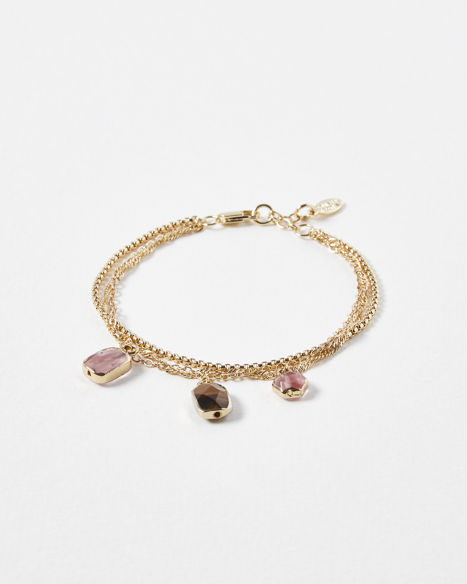 Isla Stone Triple Row Fine Chain Bracelet | Oliver Bonas