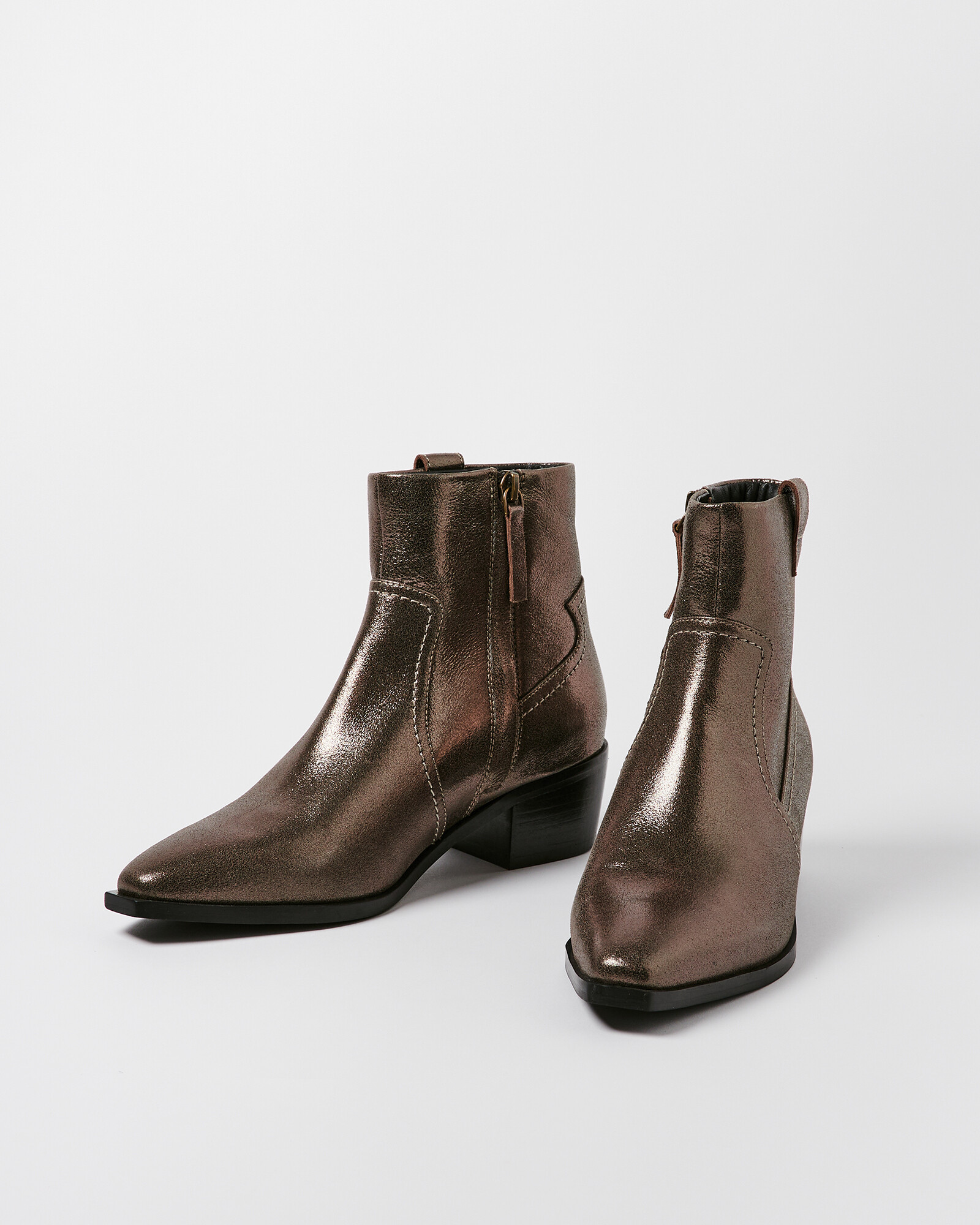 Metallic Brown Leather Western Cowboy Boots | Oliver Bonas