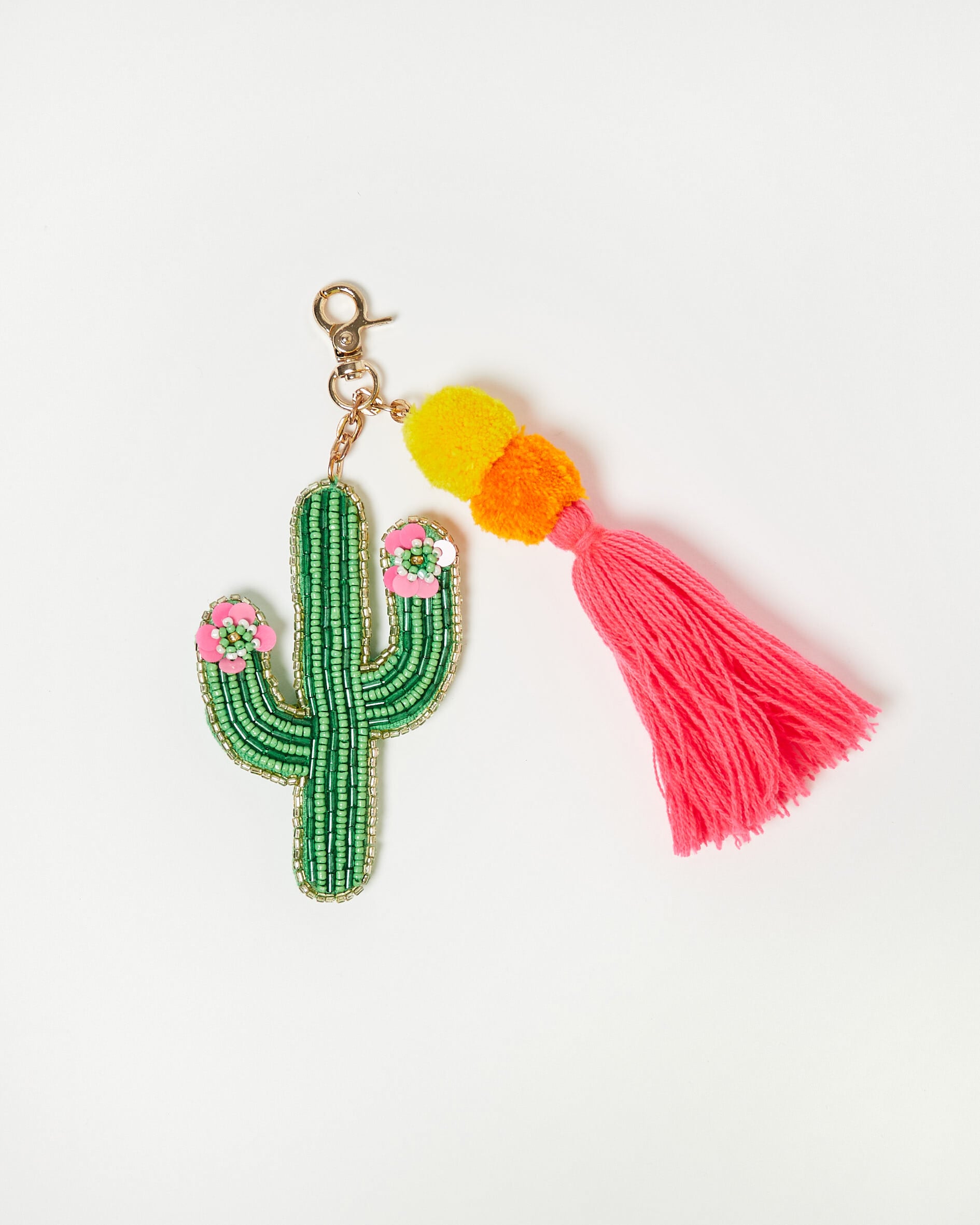 Curt Cactus Green Beaded Keyring | Oliver Bonas