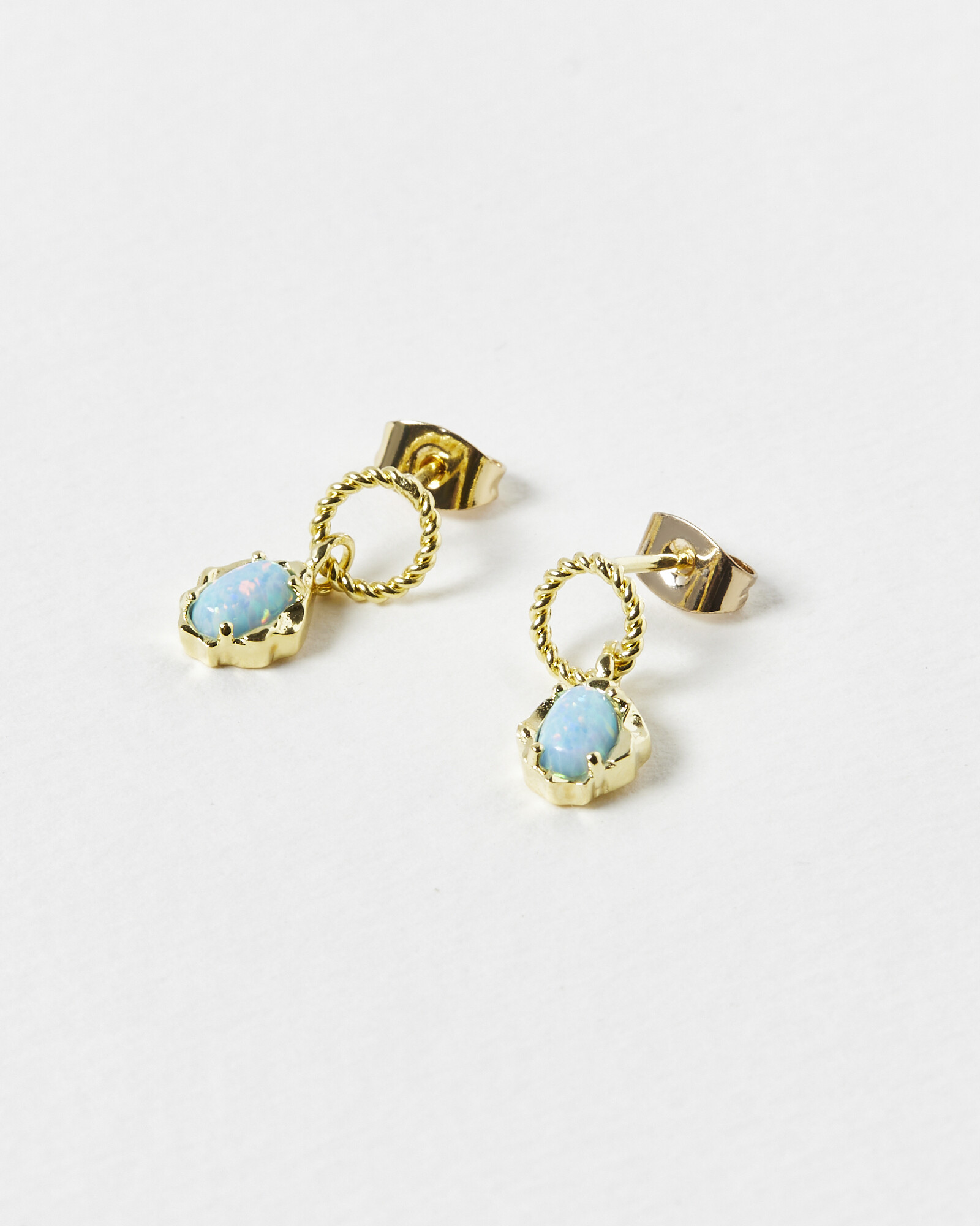 Dara Opalite Loop Gold Plated Drop Earrings | Oliver Bonas
