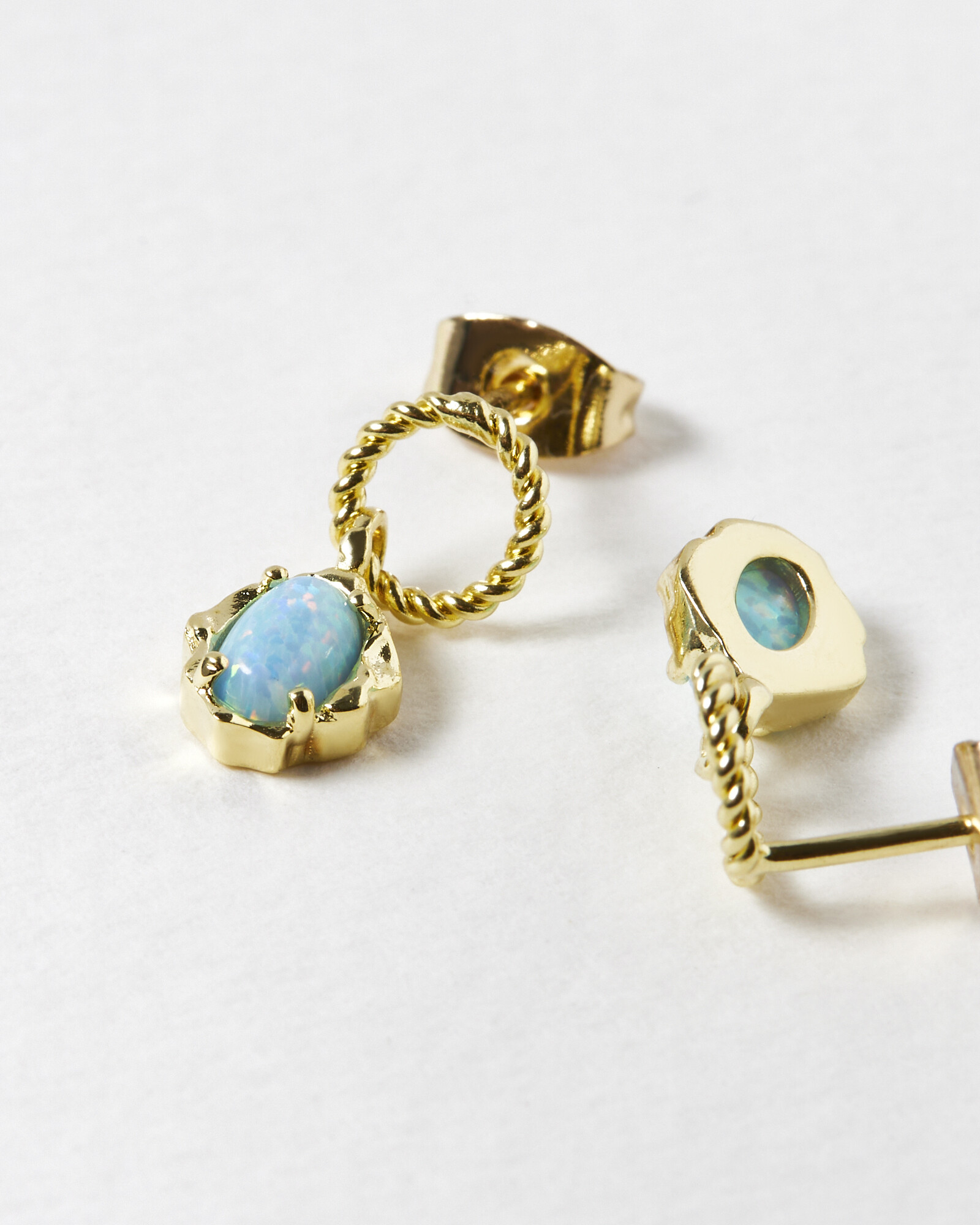 Dara Opalite Loop Gold Plated Drop Earrings | Oliver Bonas