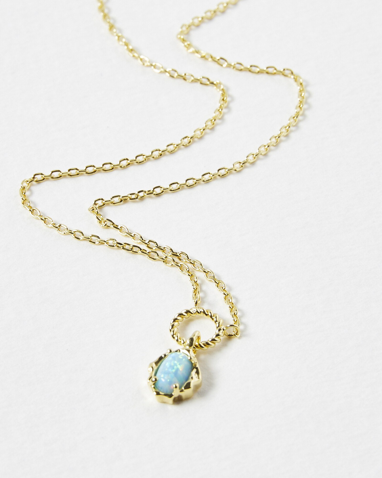 Dara Opalite Loop Drop Gold Plated Pendant Necklace | Oliver Bonas