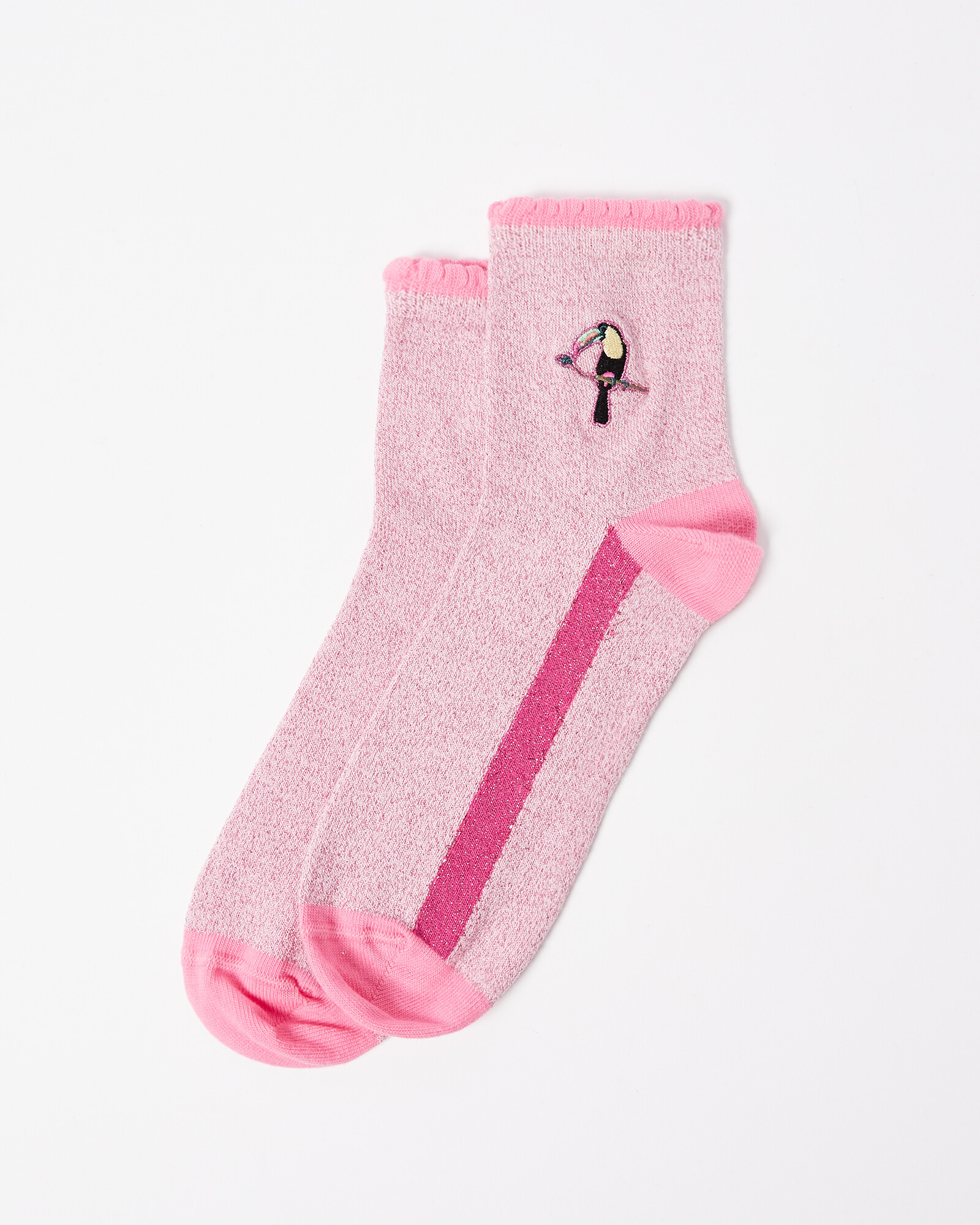 Pink Glitter Toucan Ankle Socks | Oliver Bonas