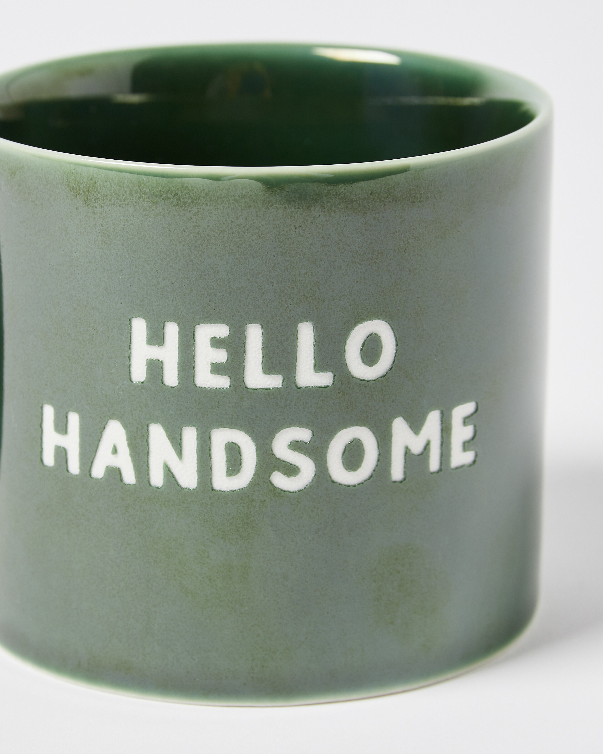 Hello Handsome Green Ceramic Mug | Oliver Bonas