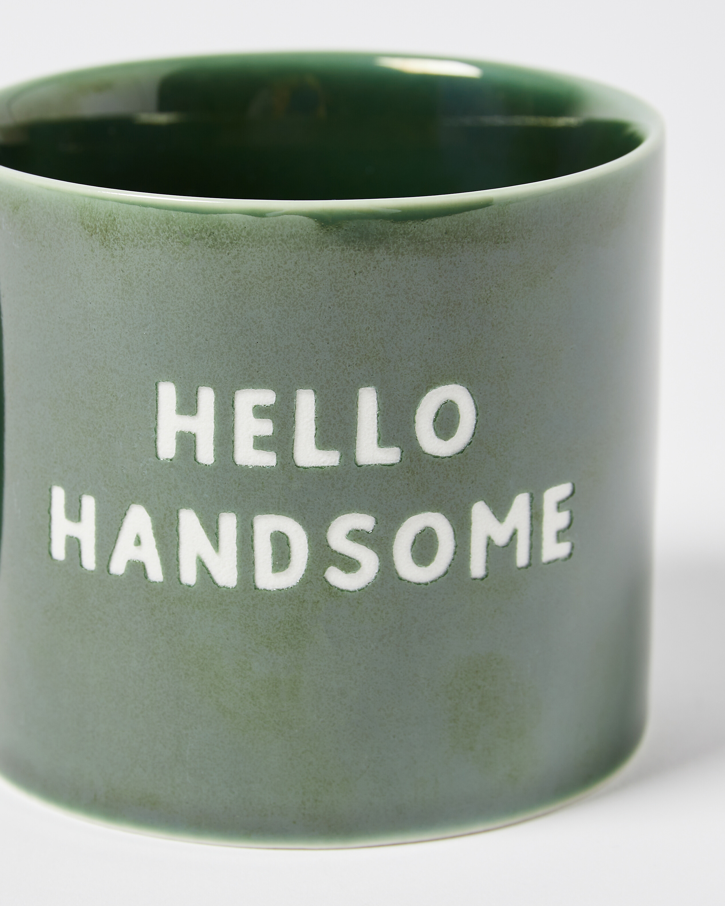 Hello Handsome Green Ceramic Mug | Oliver Bonas