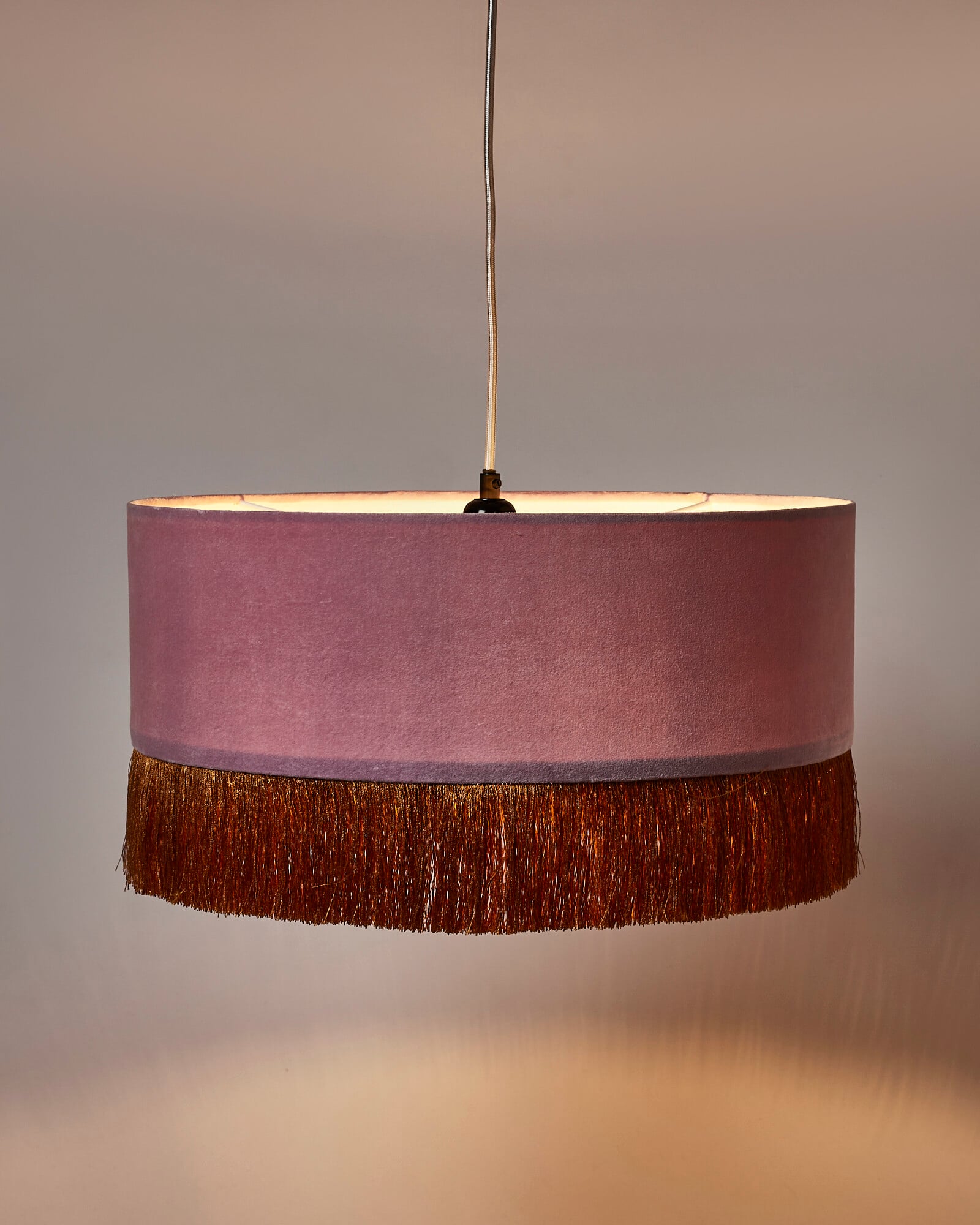 Ero Lilac Purple Velvet Tassel Pendant Lamp Shade | Oliver Bonas