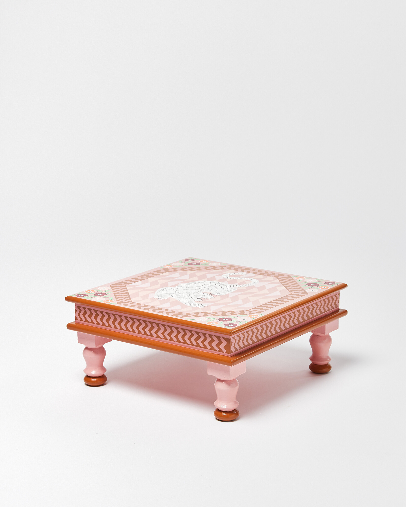 Tigris Bajot Pink Wood Side Table | Oliver Bonas