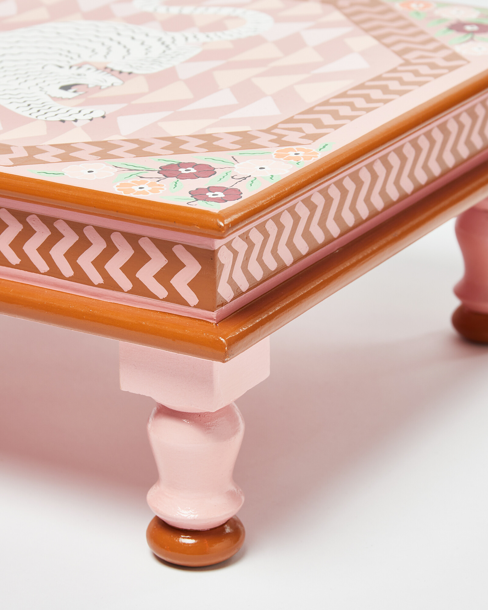Tigris Bajot Pink Wood Side Table | Oliver Bonas