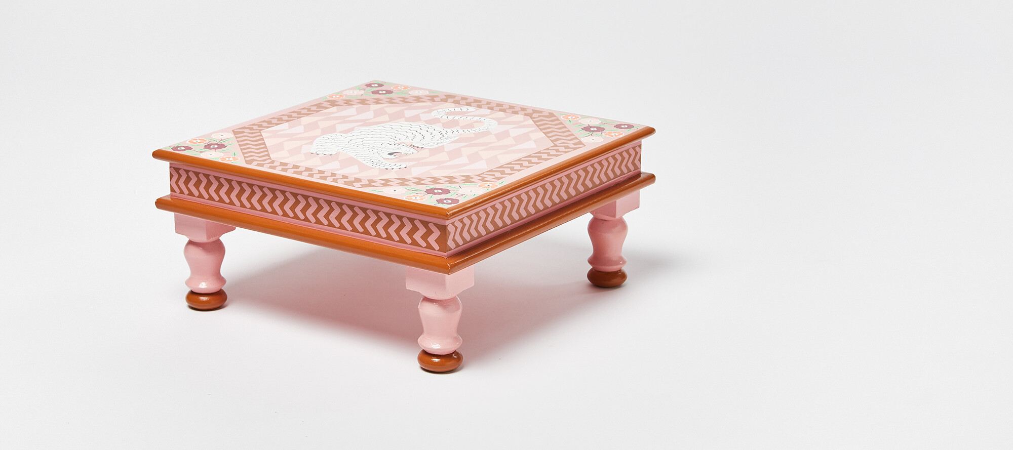 Tigris Bajot Pink Wood Side Table | Oliver Bonas