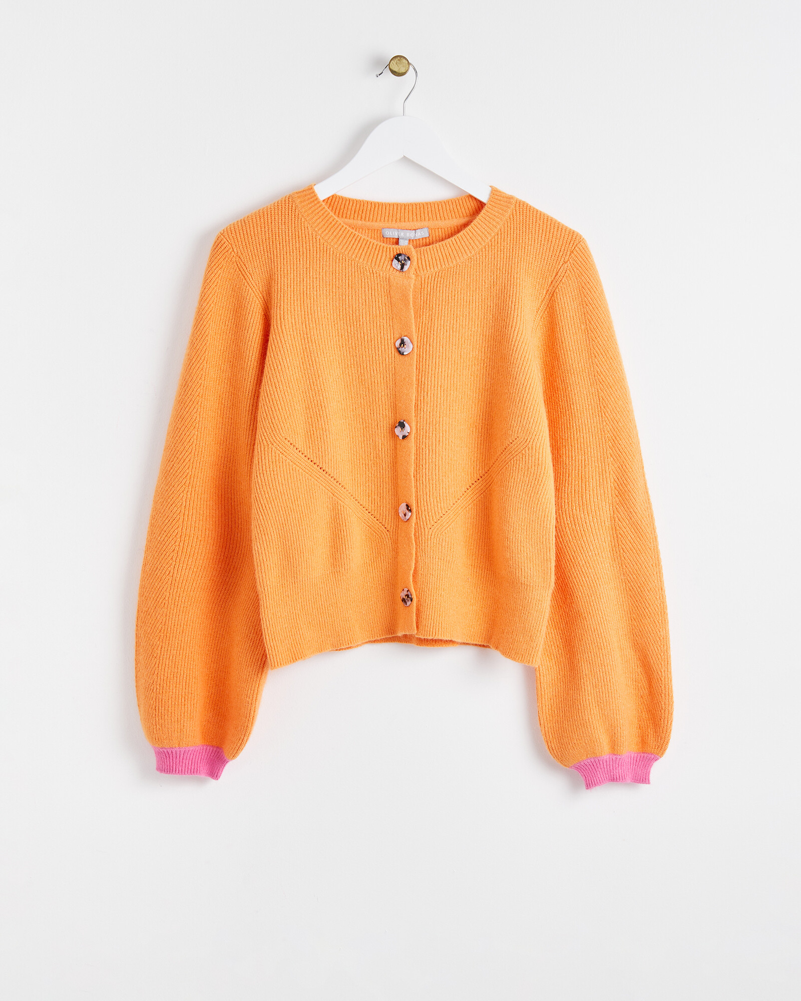 Orange Ribbed Knitted Cardigan | Oliver Bonas