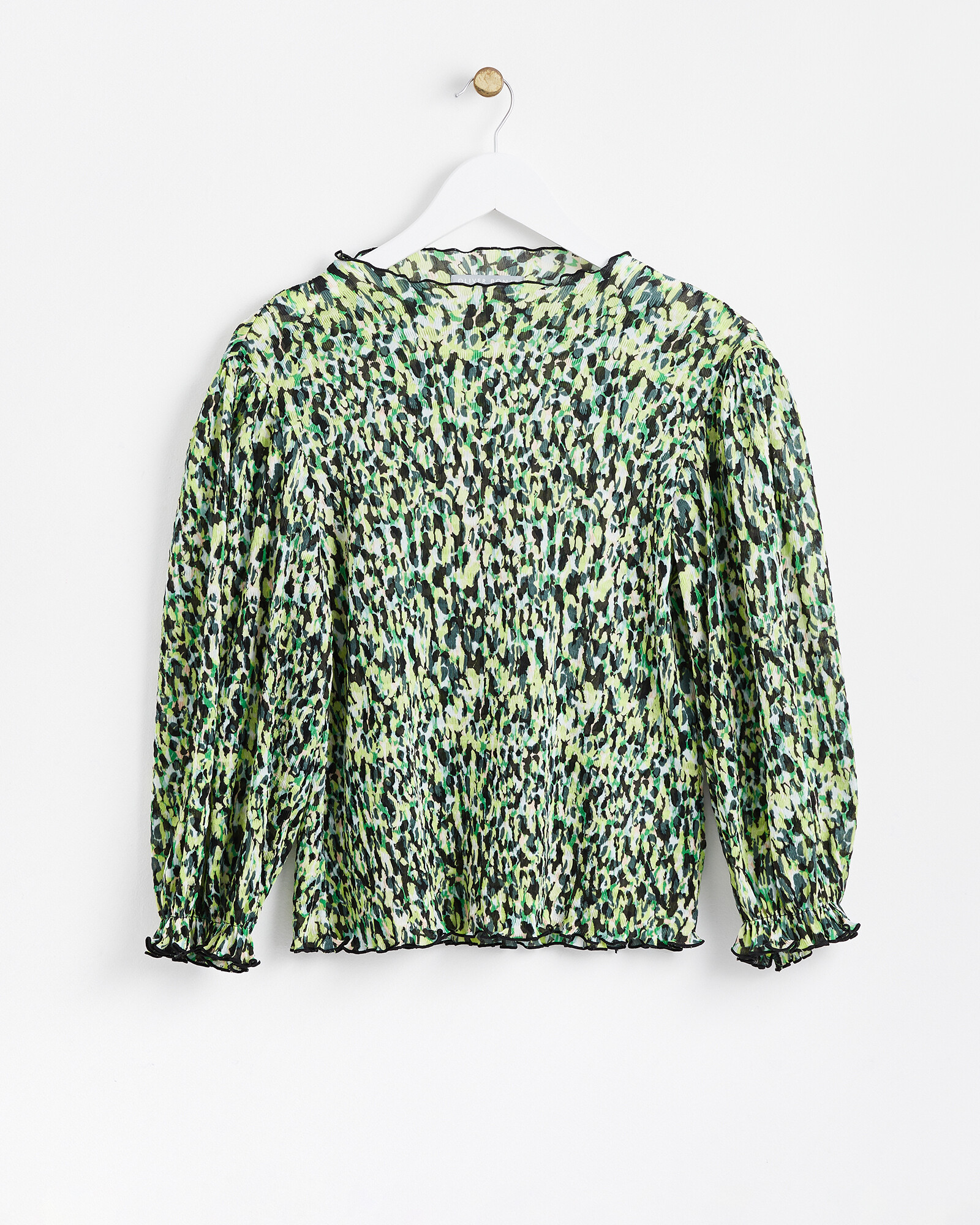 Warped Animal Print Ruched Green Top | Oliver Bonas