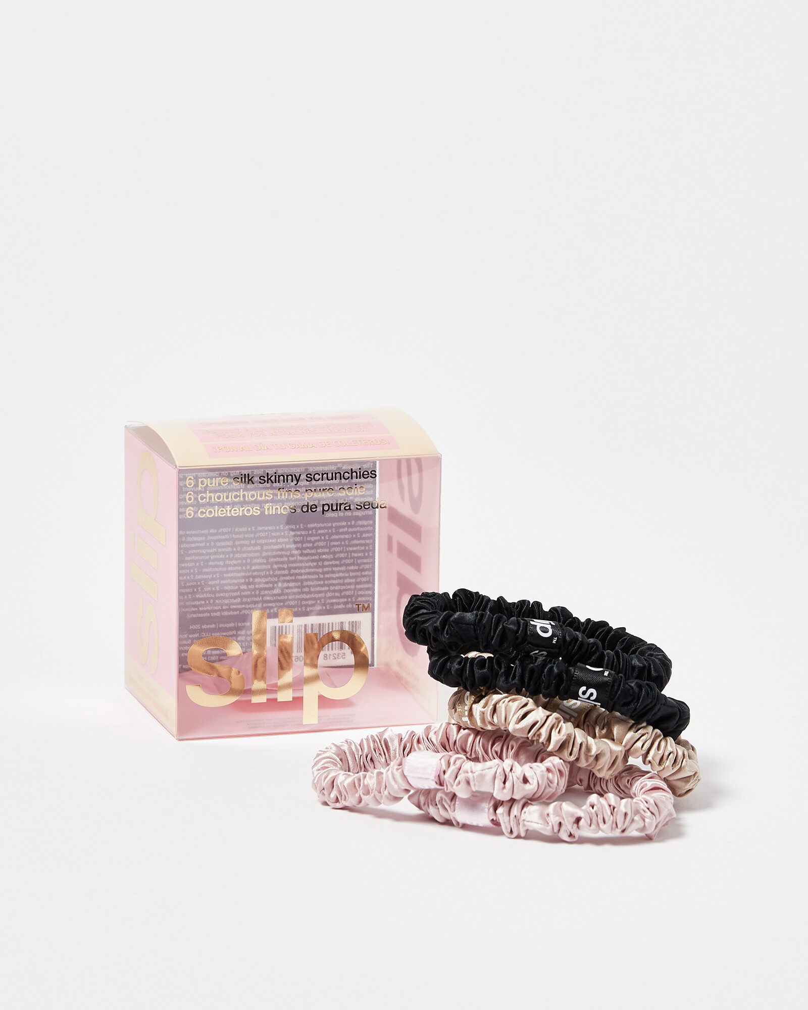 Slip Pure Silk Skinny Hair Scrunchies Set Of Six | Oliver Bonas