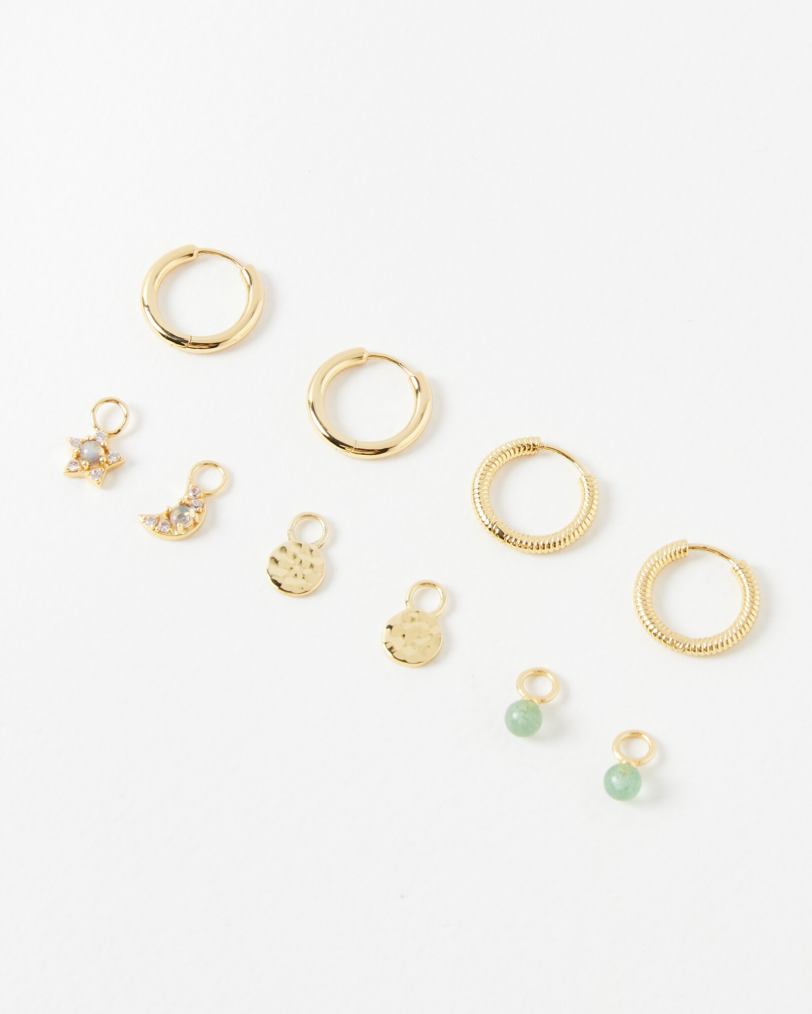 Coral Hoop & Charm Gold Plated Earring Set | Oliver Bonas