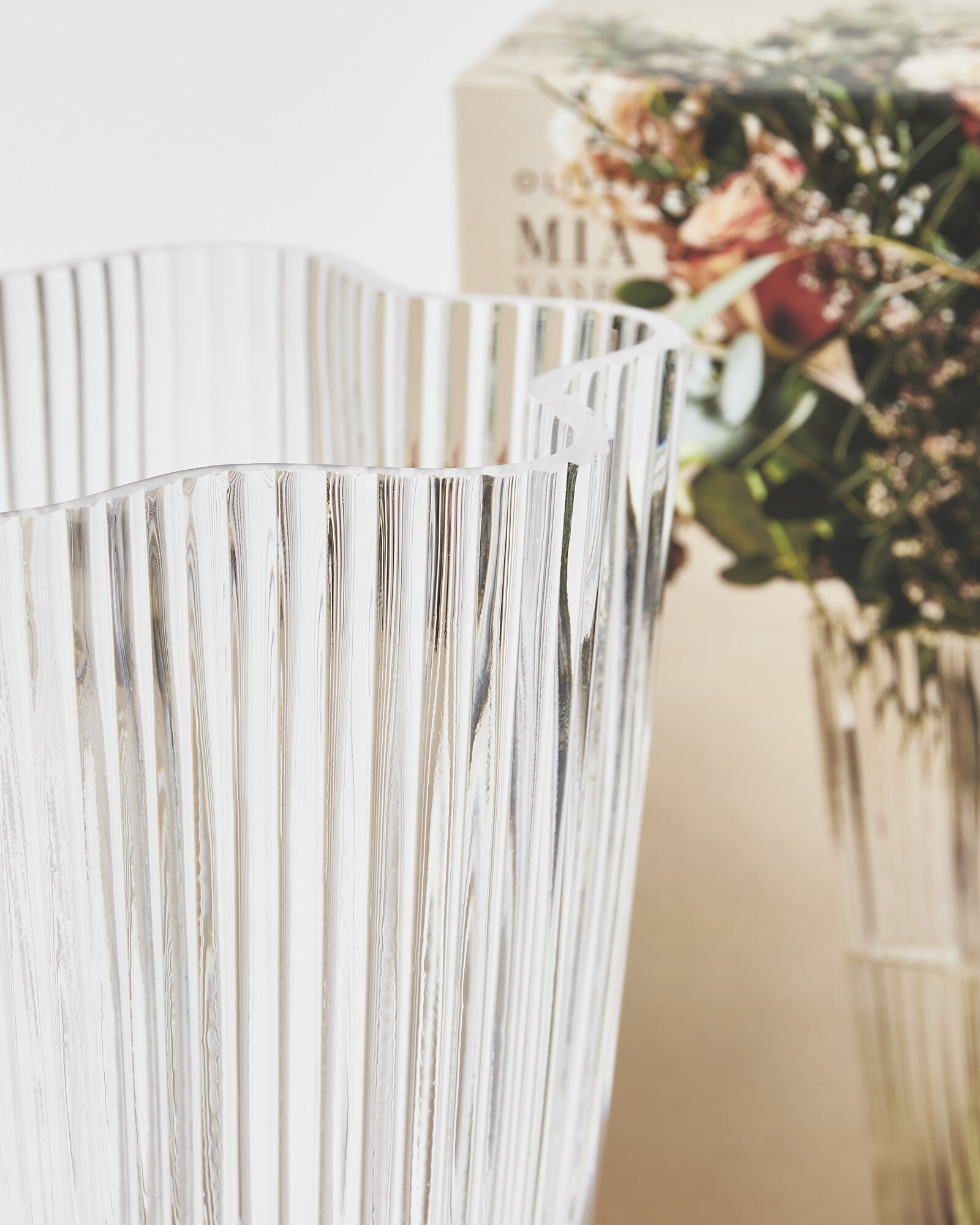 Mia Clear Glass Ribbed Vase | Oliver Bonas