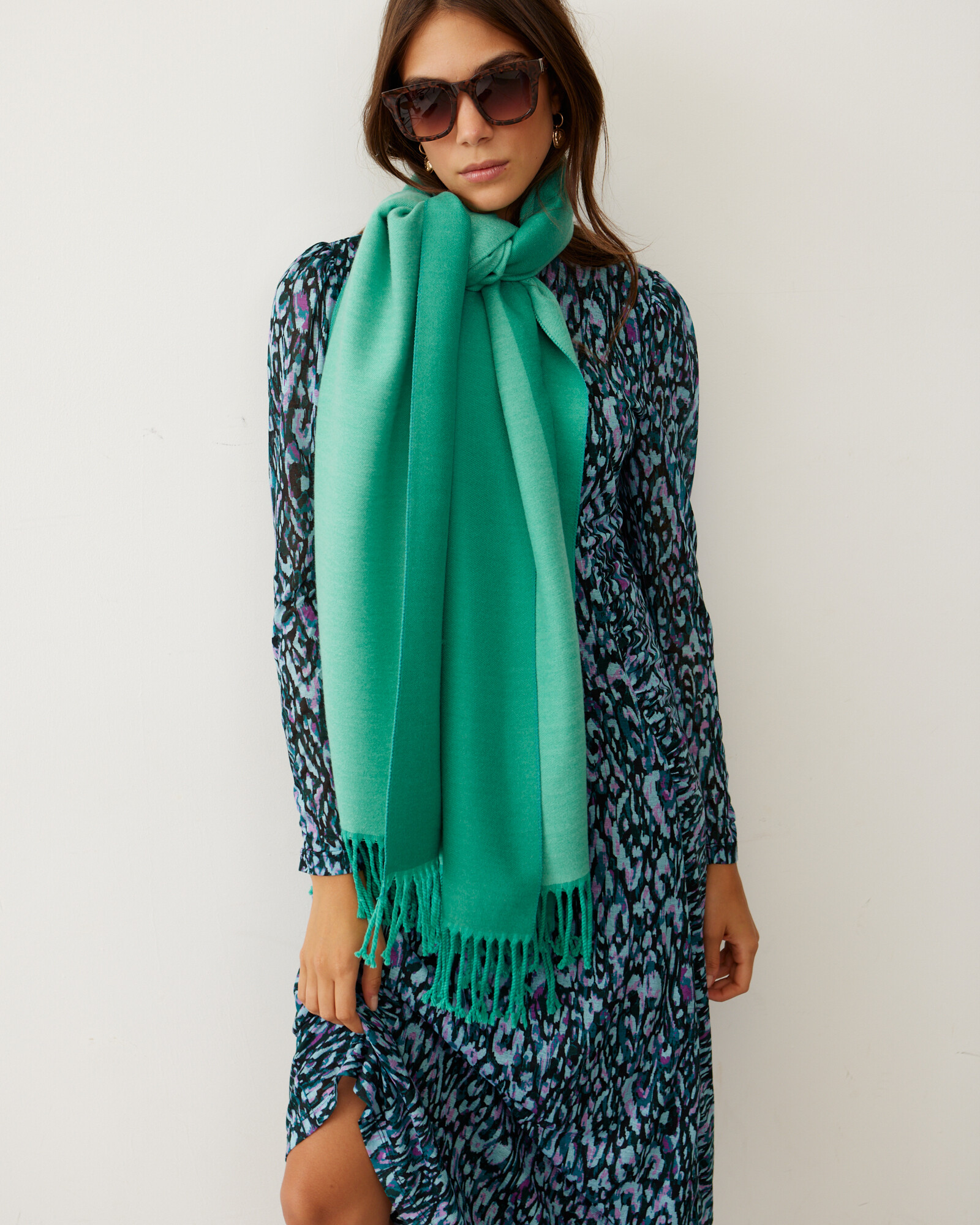 Teal & Green Soft Premium Midweight Scarf | Oliver Bonas