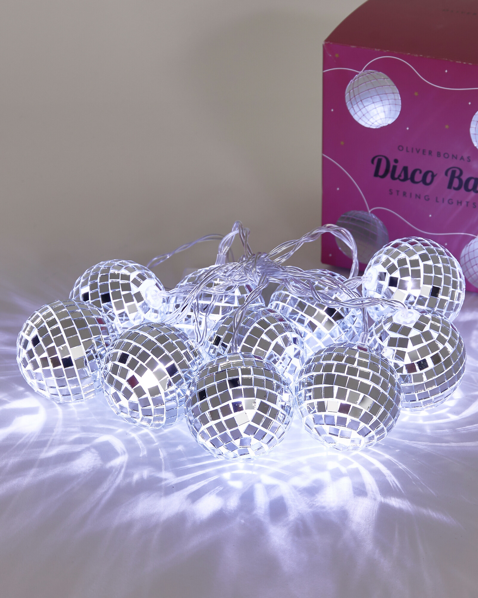 Silver Disco Ball String Lights | Oliver Bonas