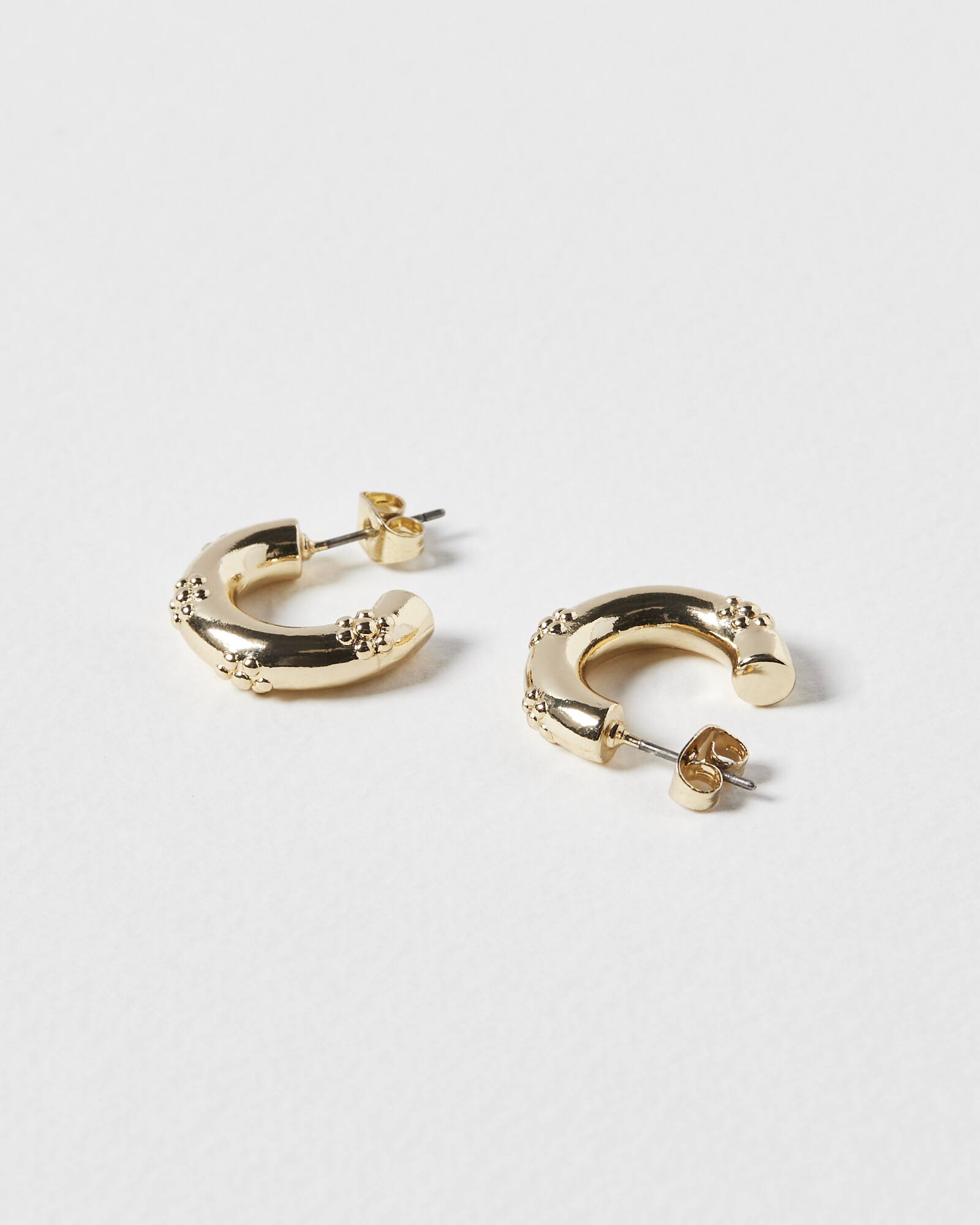 Lizzie Flower Dot Gold Tone Hoop Earrings Mini | Oliver Bonas