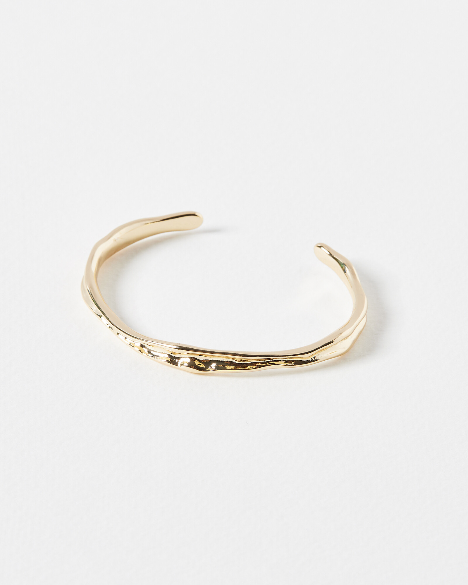 Monroe Textured Gold Tone Cuff Bangle | Oliver Bonas