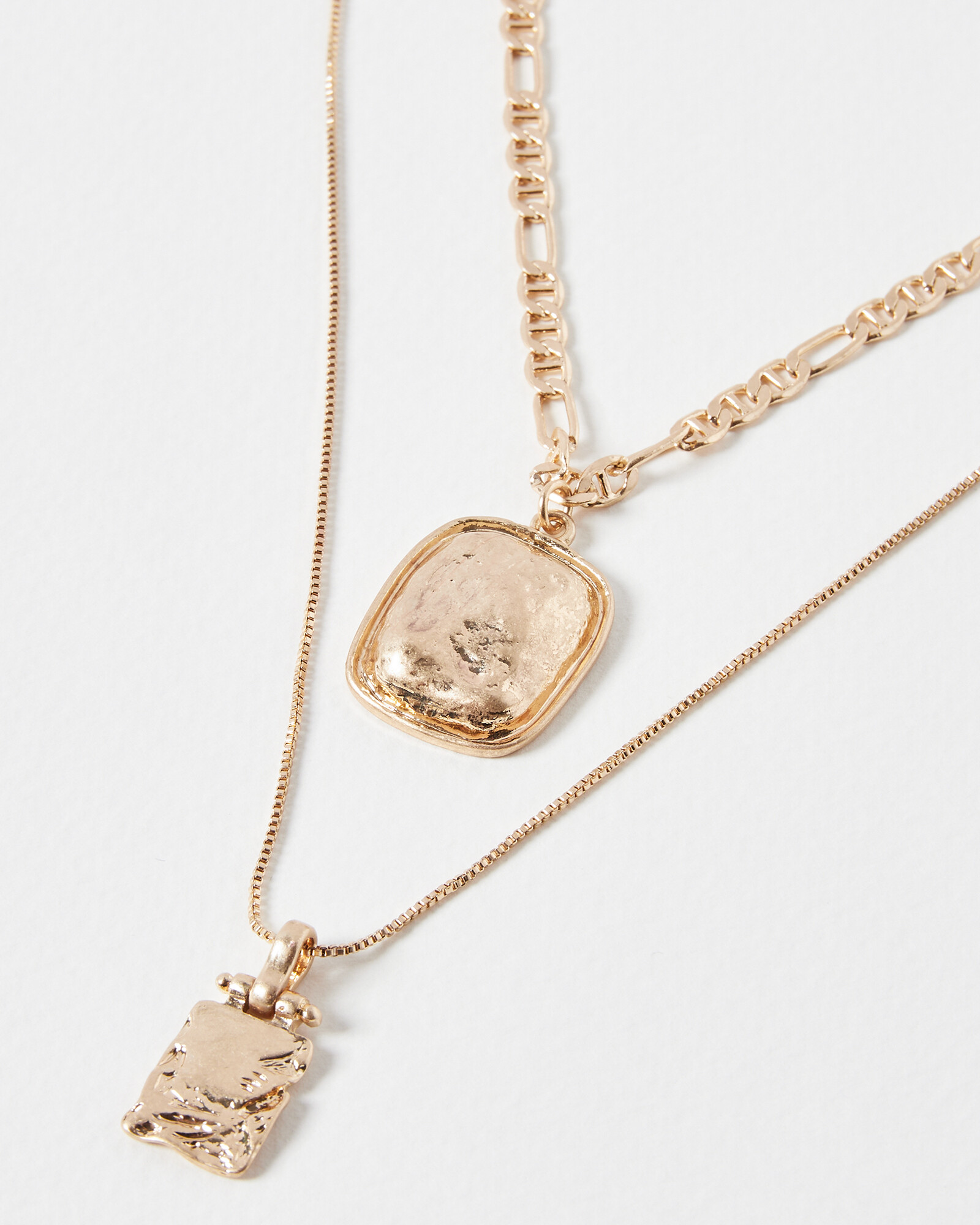 Crystal Molten Metal Drop Gold Tone Pendant Layered Necklace | Oliver Bonas