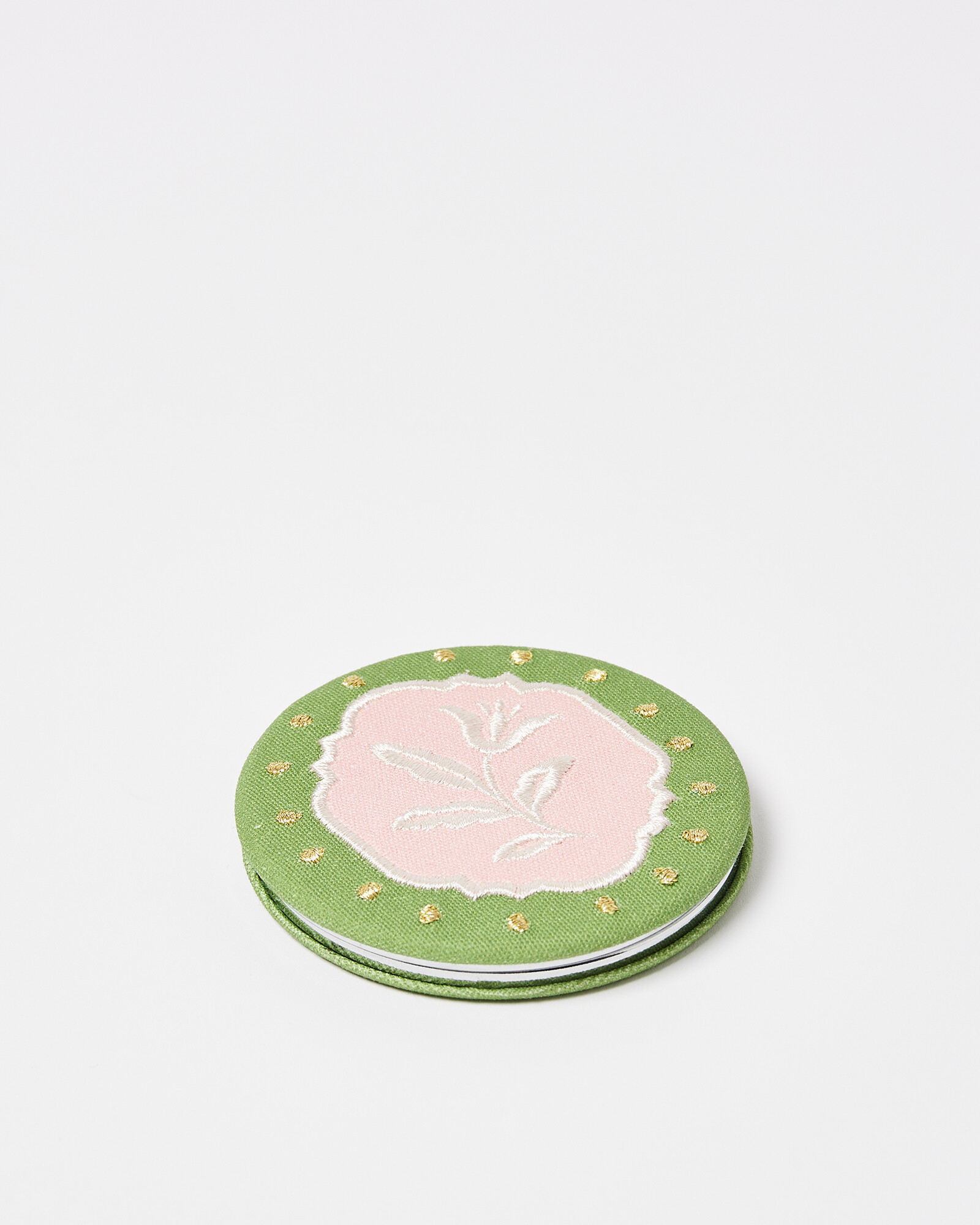 Flower Badge Green Compact Mirror | Oliver Bonas