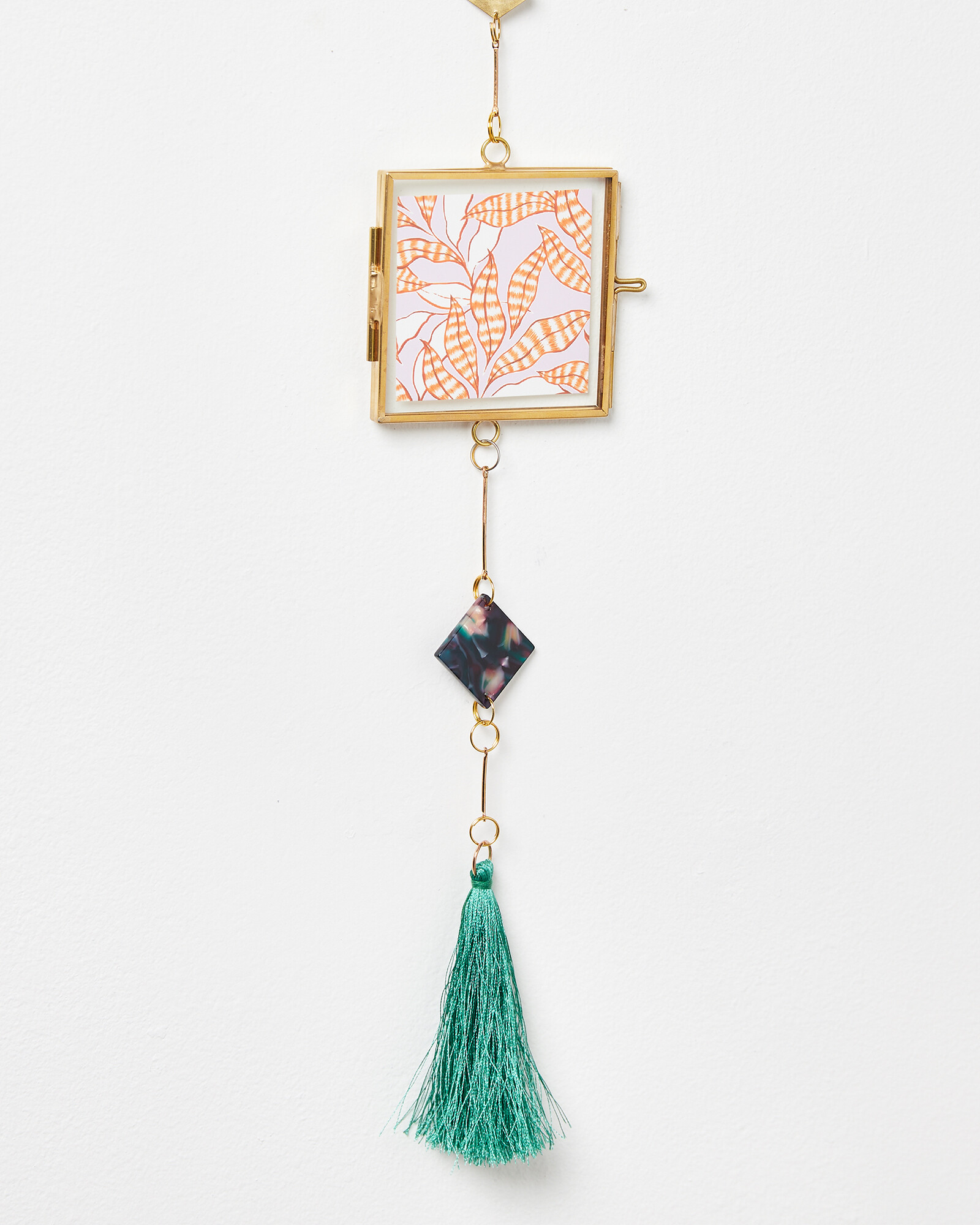 Embellished Green Tassel Gold Metal Hanging Picture Frame | Oliver Bonas