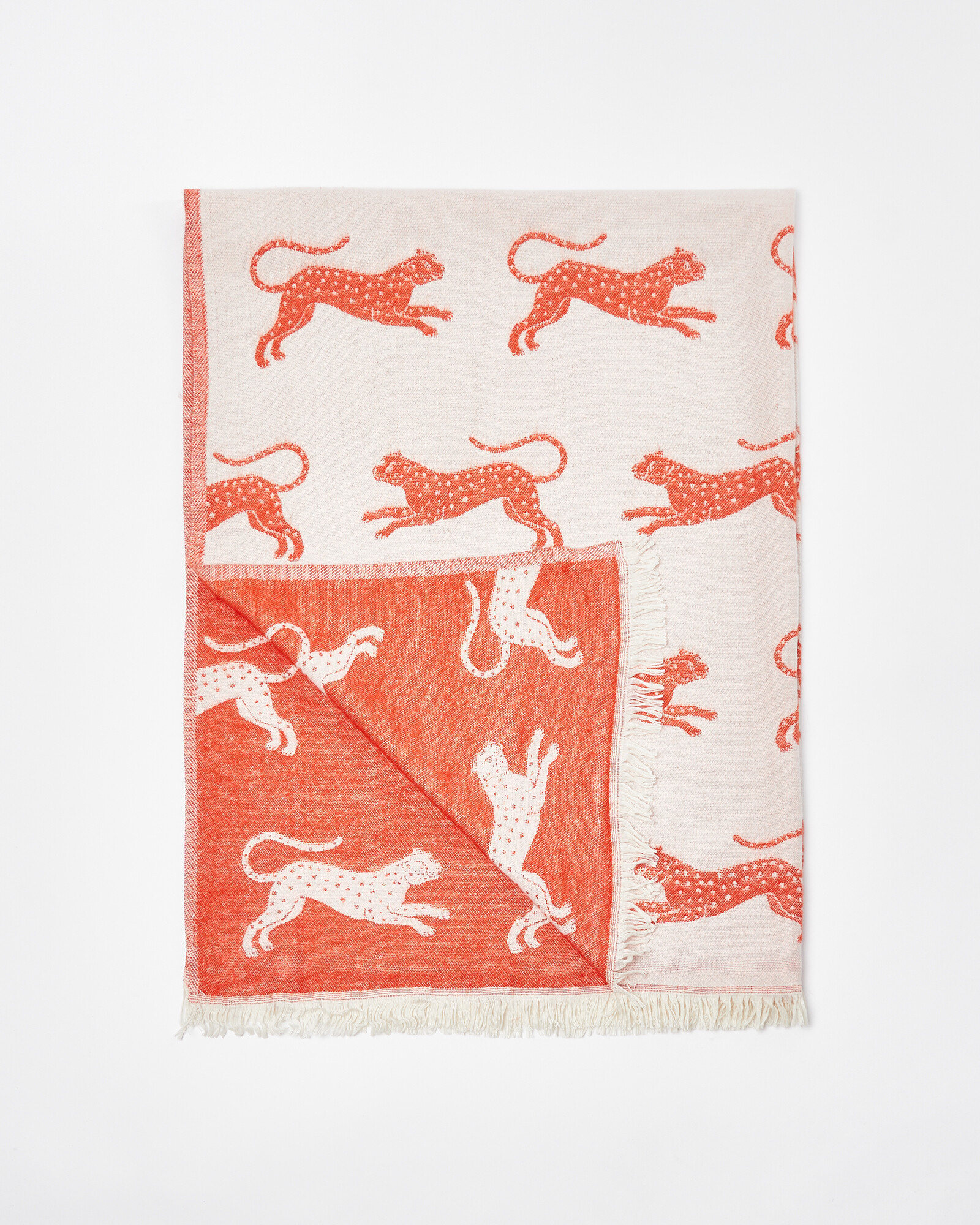 Cheetah Orange Jacquard Throw | Oliver Bonas