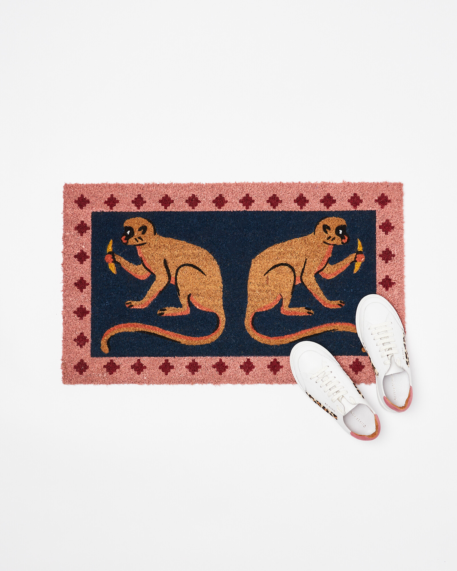 Double Monkey Blue Doormat | Oliver Bonas