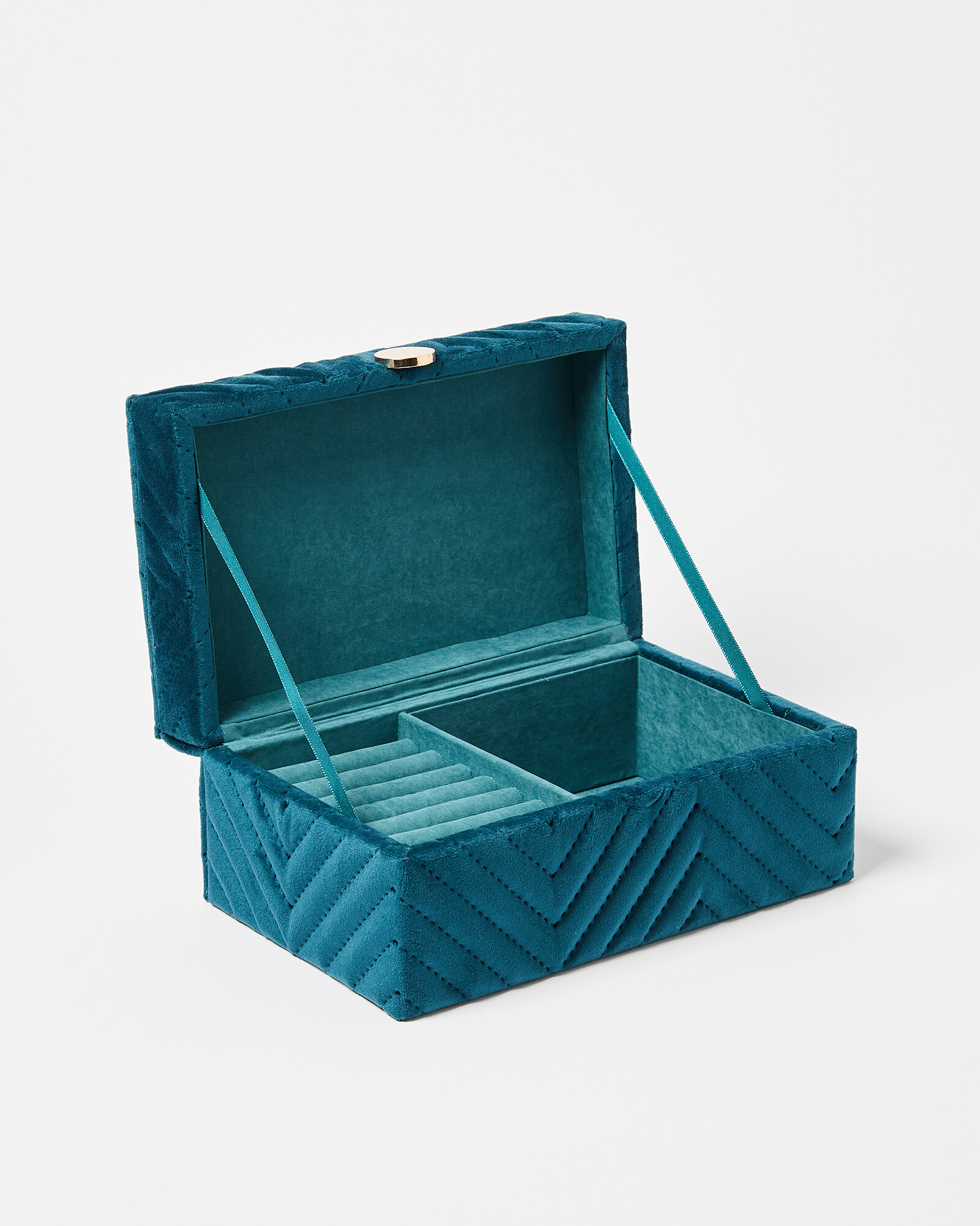 Safa Blue Velvet Jewellery Box Medium | Oliver Bonas
