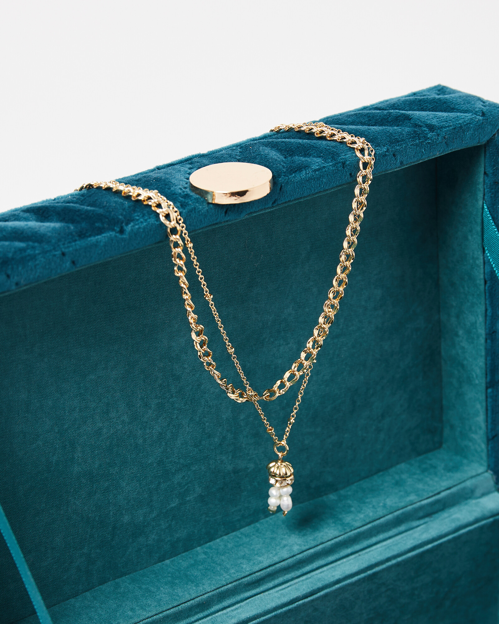 Safa Blue Velvet Jewellery Box Medium | Oliver Bonas