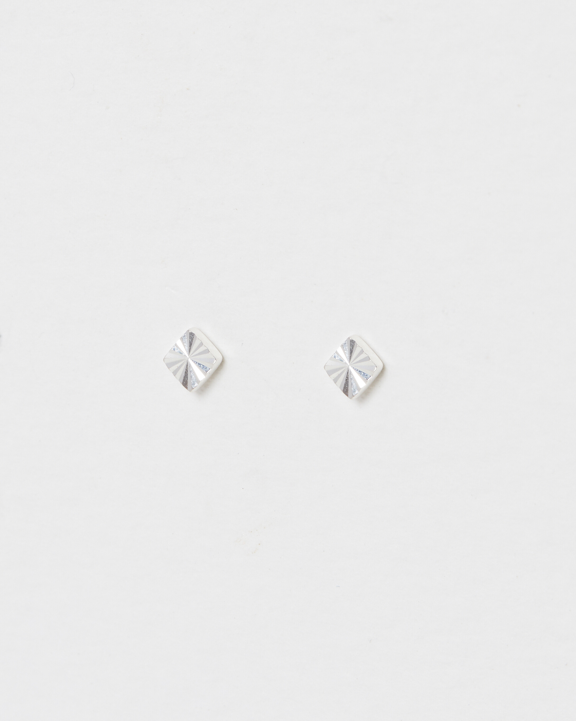 Fia Etched Square Silver Stud Earrings | Oliver Bonas