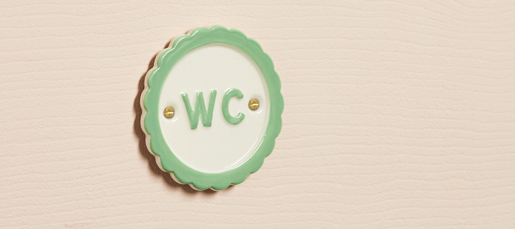 Round Green Ceramic WC Bathroom Sign | Oliver Bonas IE