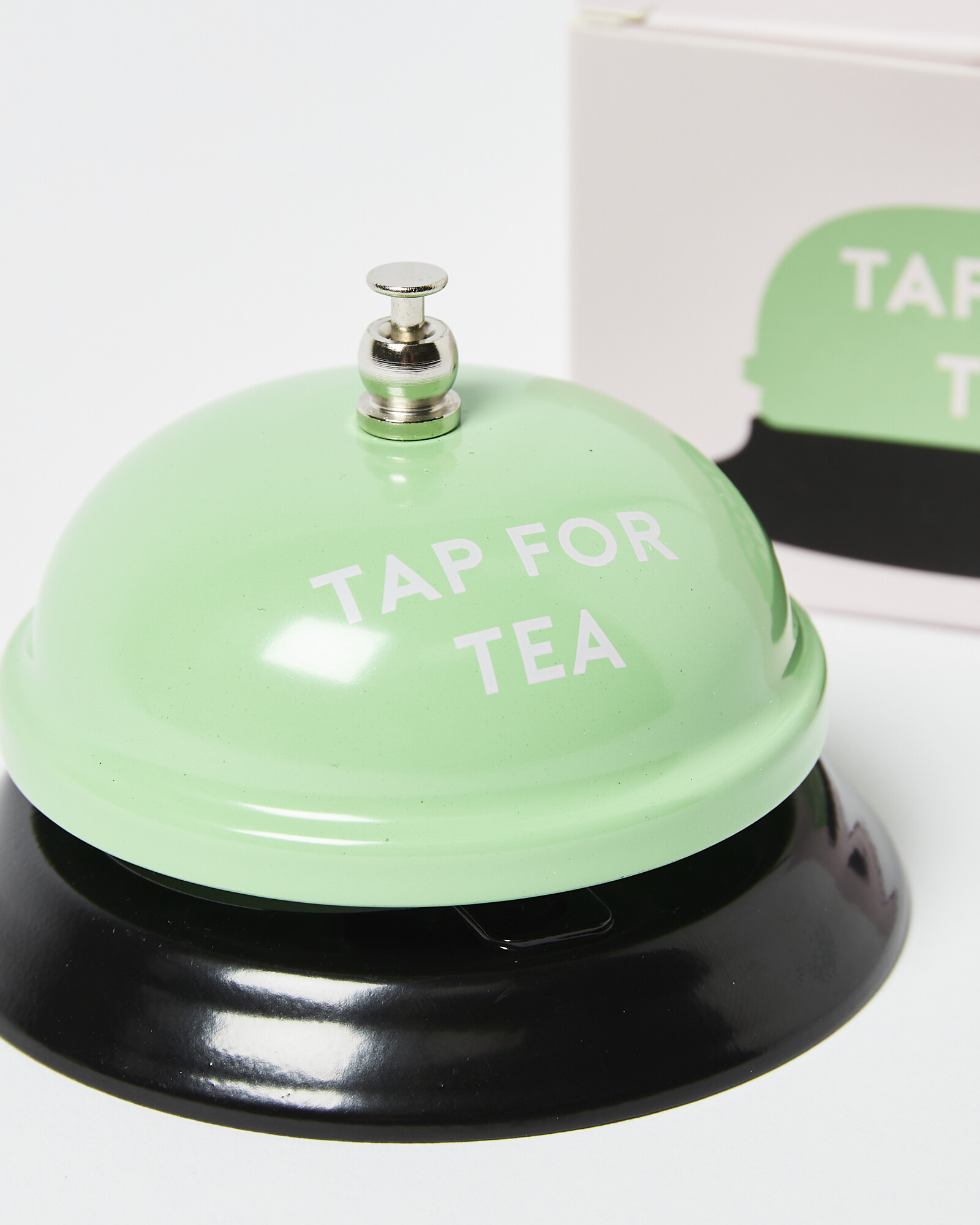 Tap For Tea Green Desk Bell | Oliver Bonas