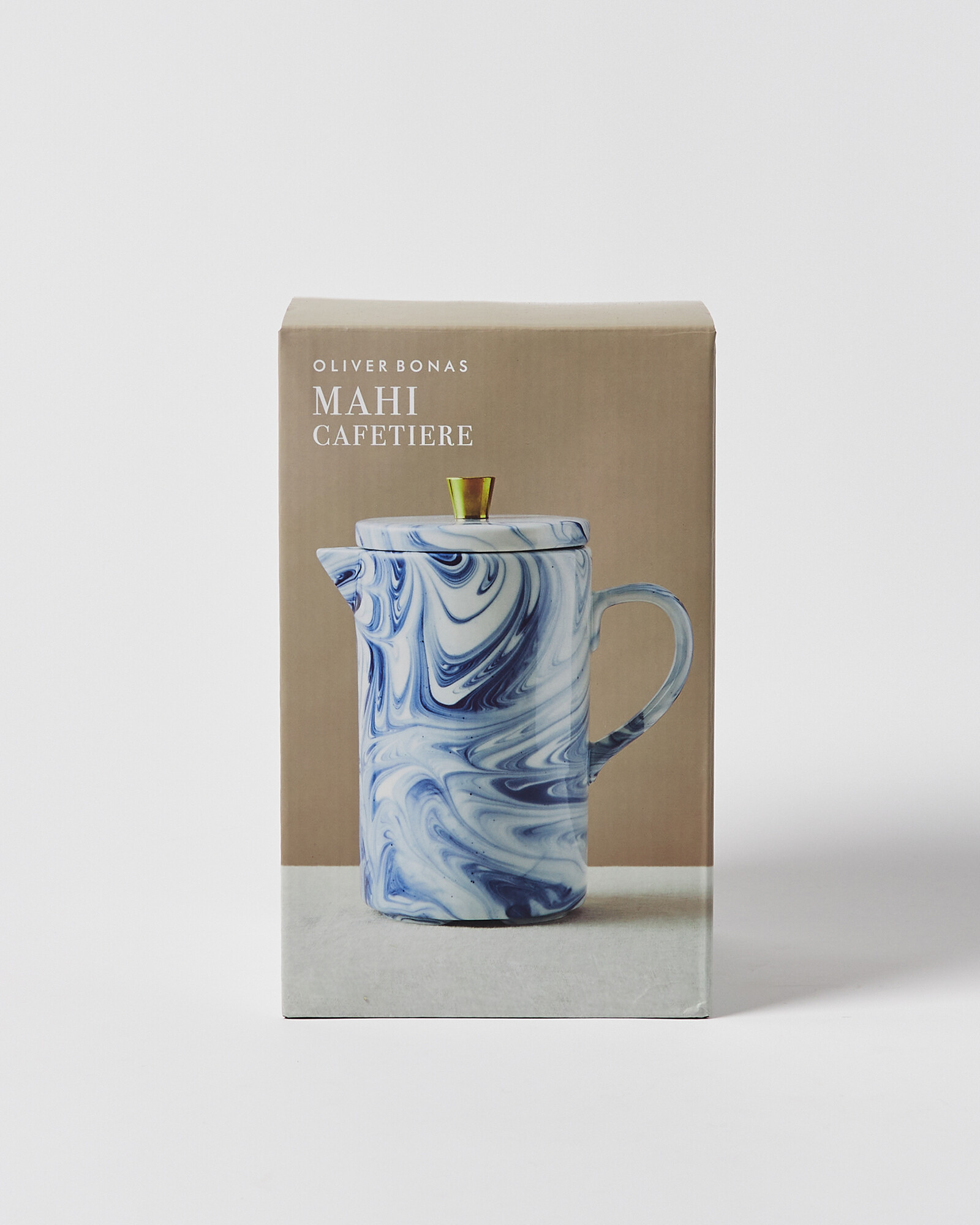 Mahi Marbled Blue Ceramic Cafetiere | Oliver Bonas