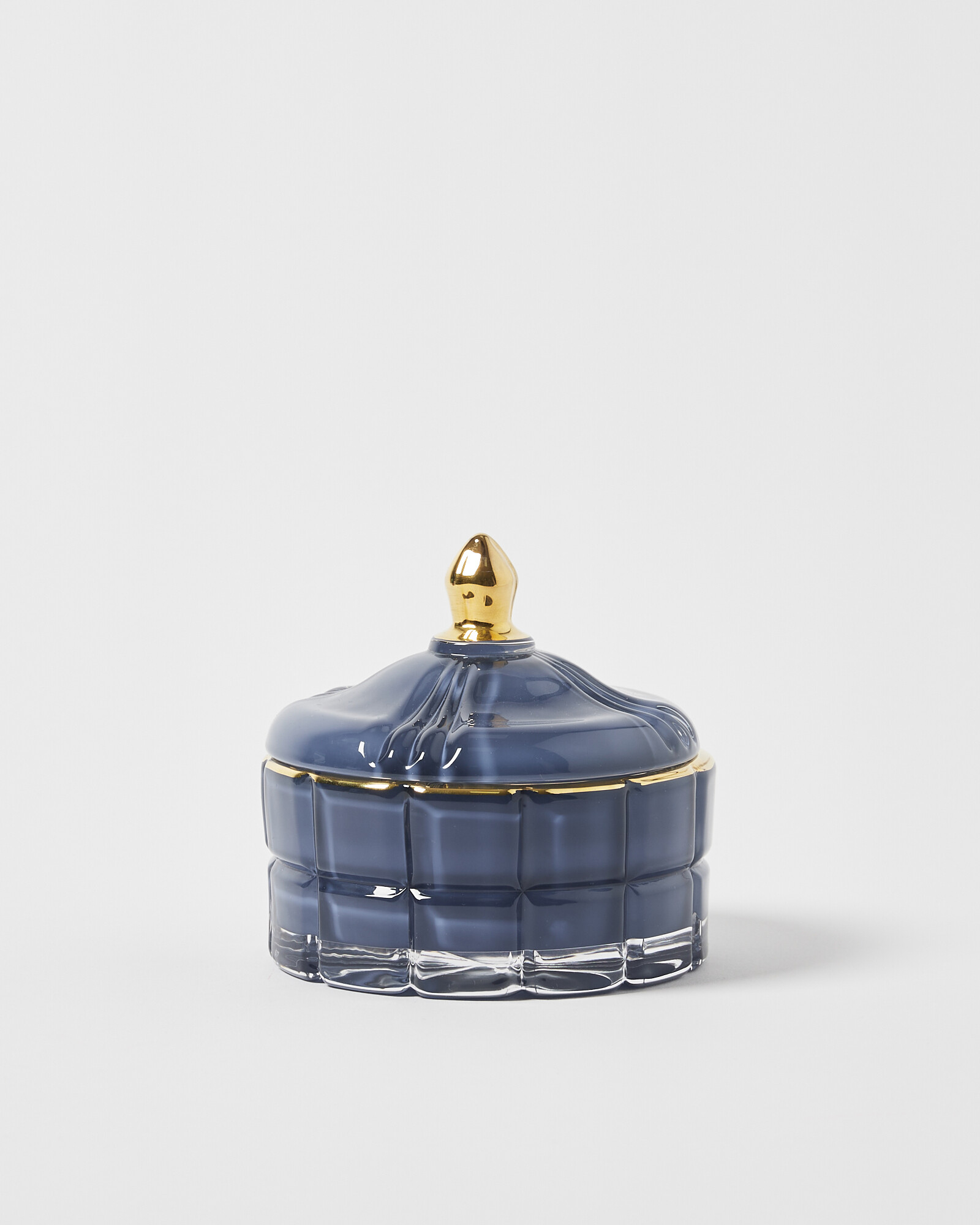 Livia Blue Glass Storage Pot Small | Oliver Bonas