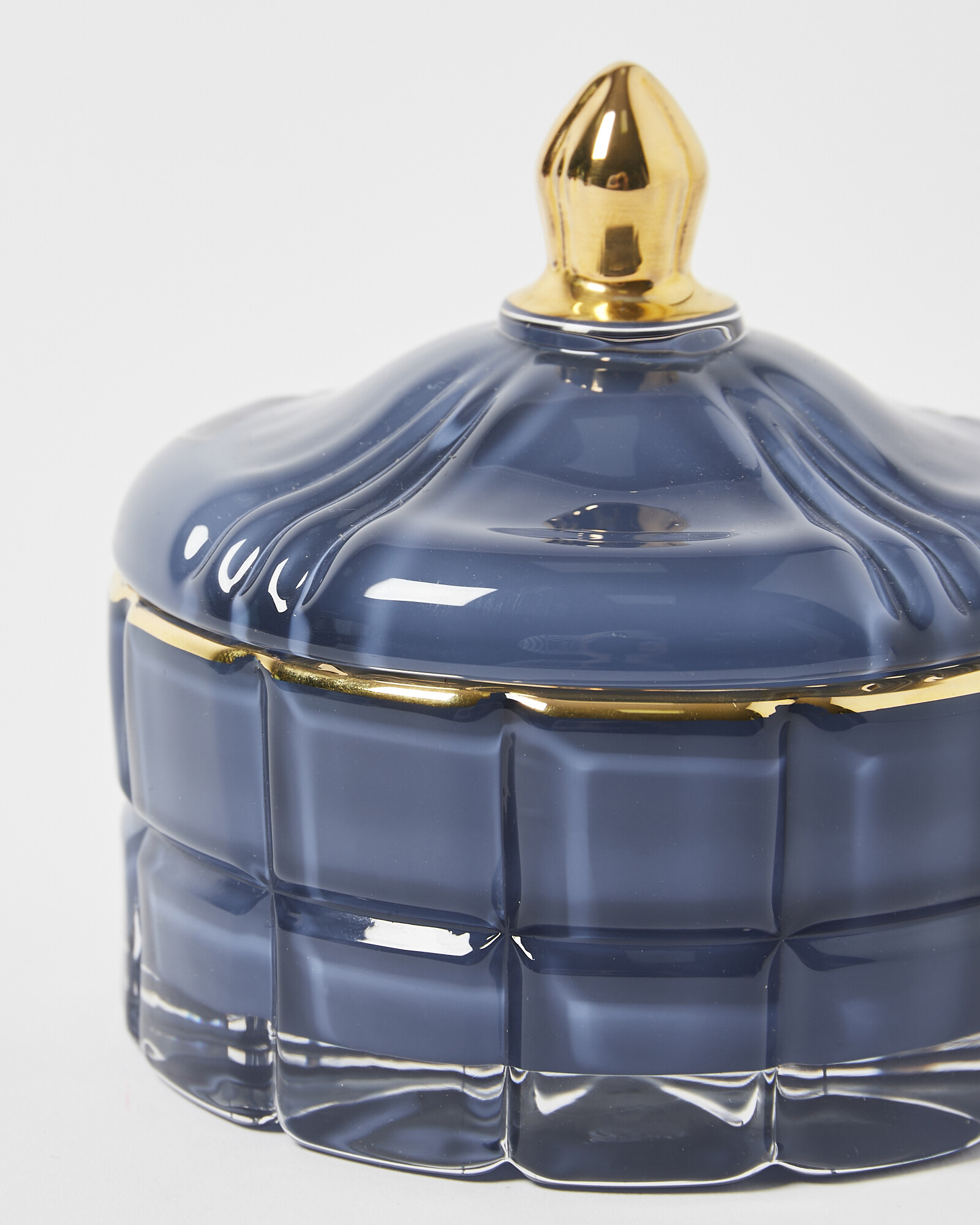 Livia Blue Glass Storage Pot Small | Oliver Bonas