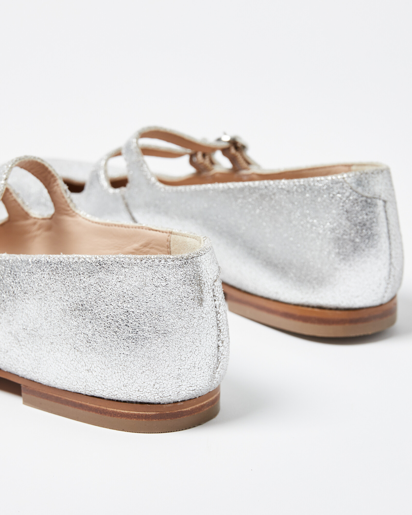 Mary Jane Double Buckle Silver Leather Shoes | Oliver Bonas