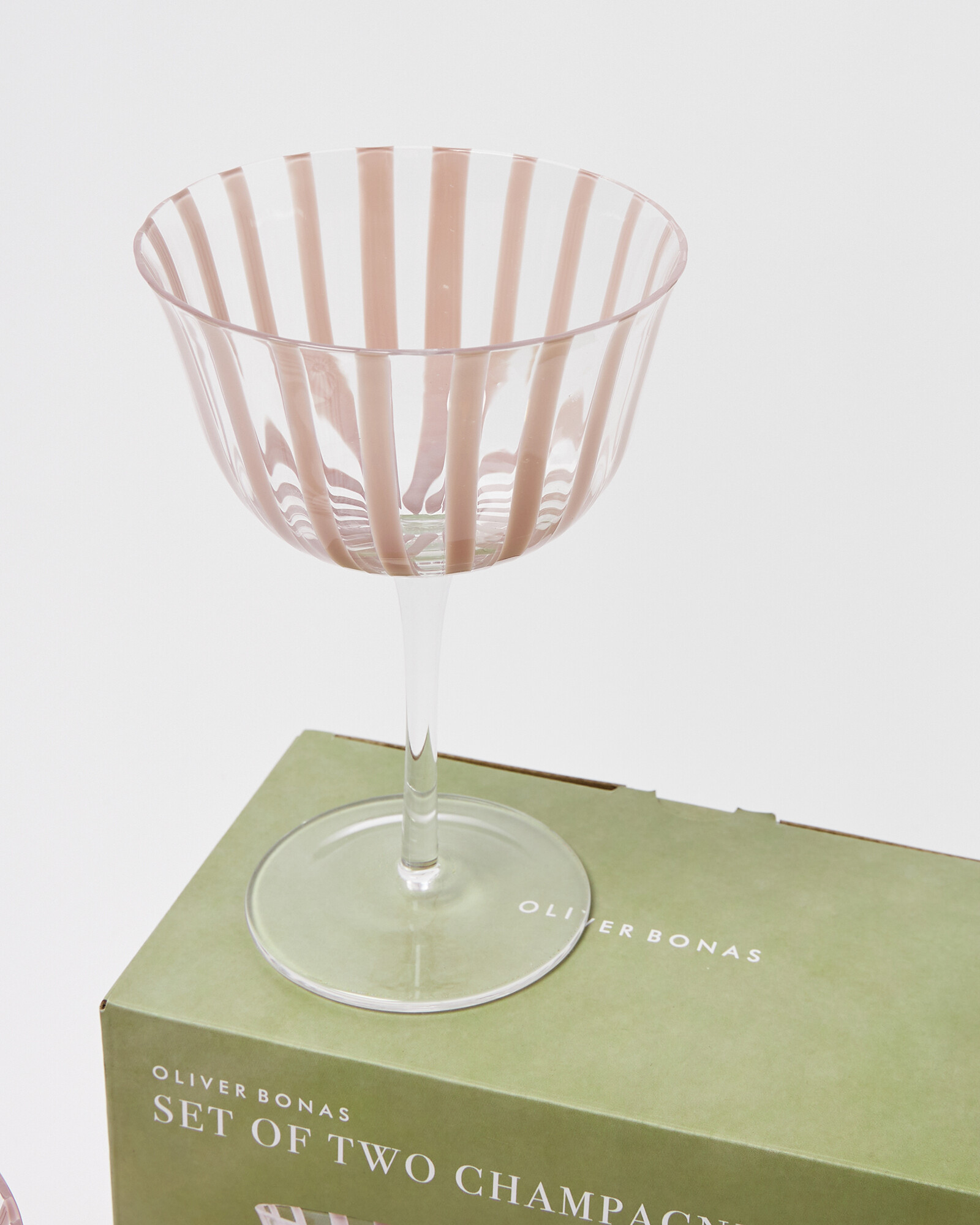 Vita Pink Glass Champagne Saucers Set of Two | Oliver Bonas