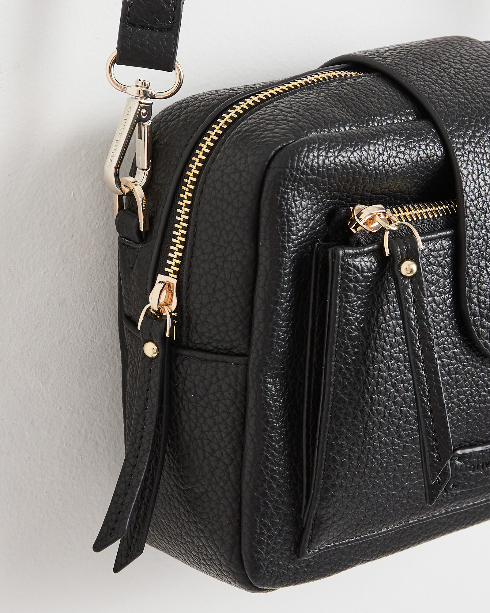 Charlee Black Fold Over Crossbody Bag | Oliver Bonas