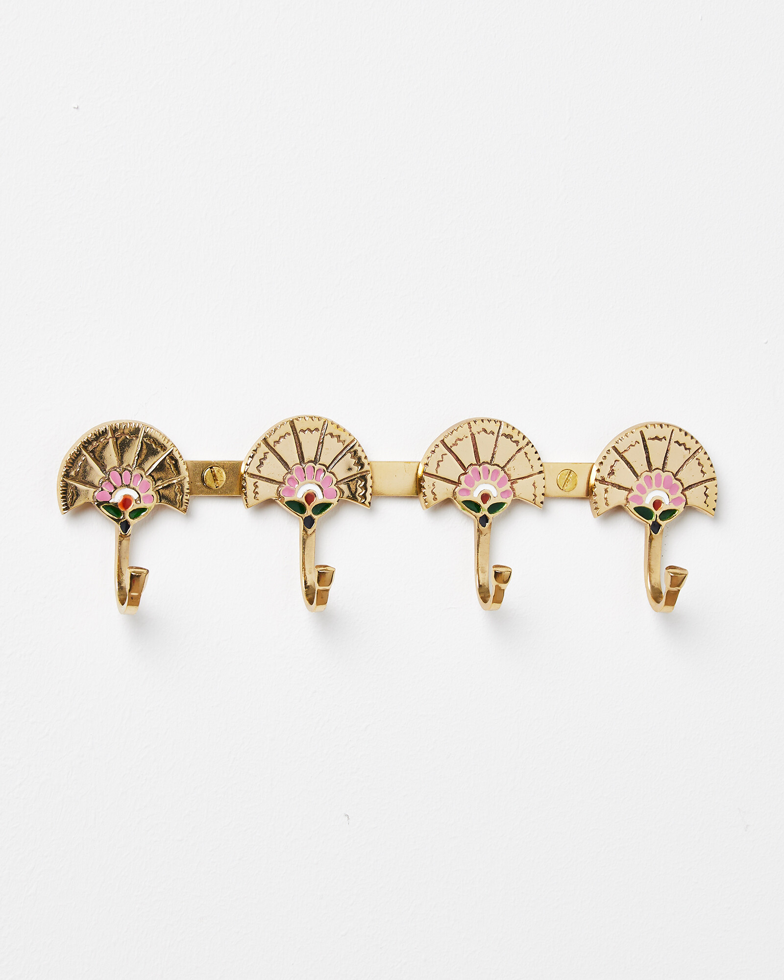 Floral Gold Metal Wall Storage Hooks | Oliver Bonas