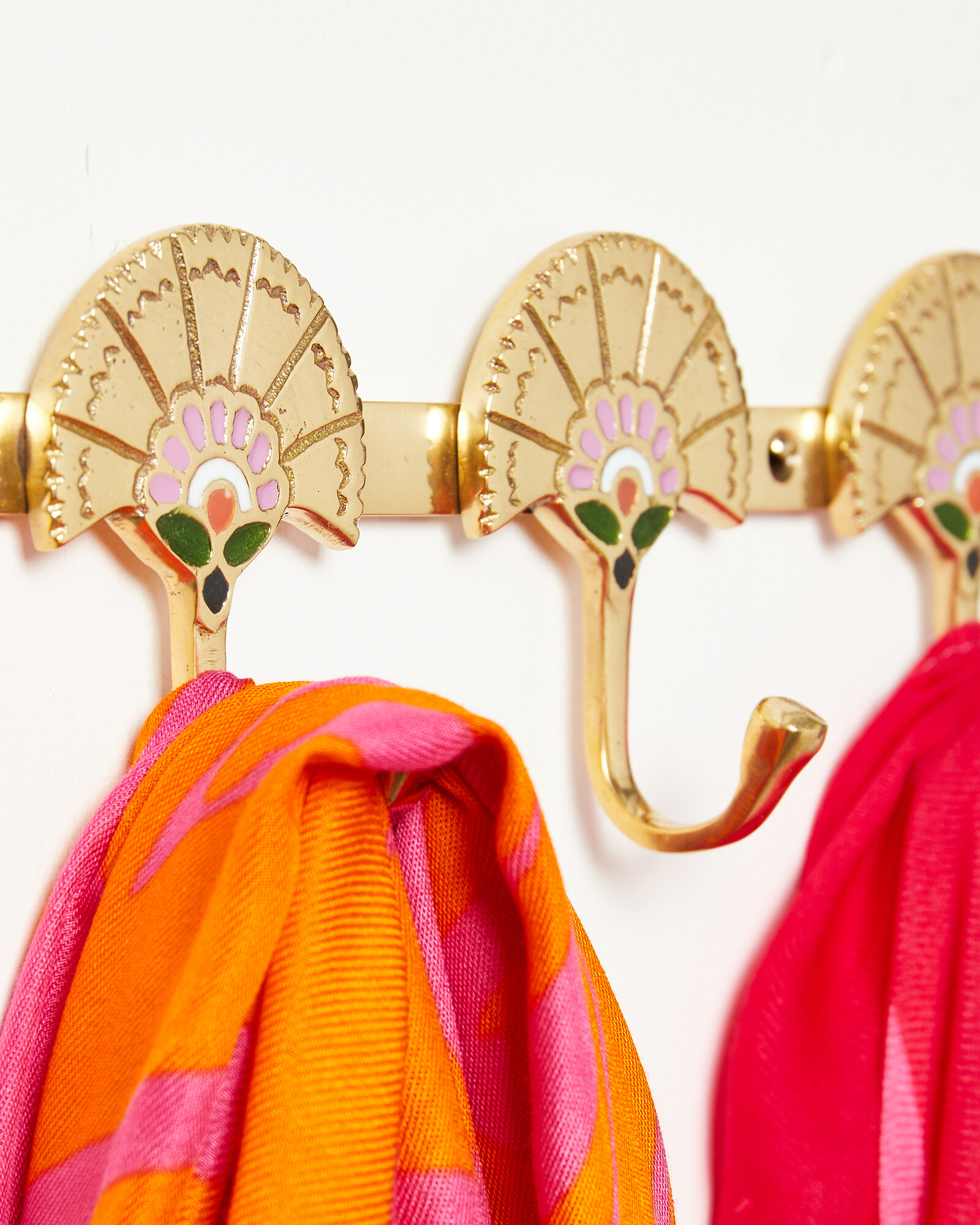 Floral Gold Metal Wall Storage Hooks | Oliver Bonas