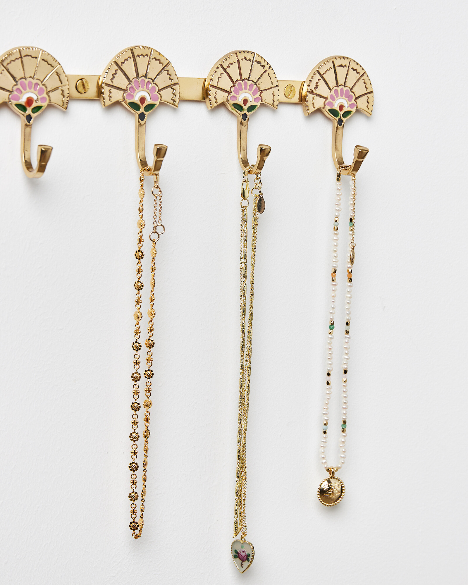 Floral Gold Metal Wall Storage Hooks | Oliver Bonas
