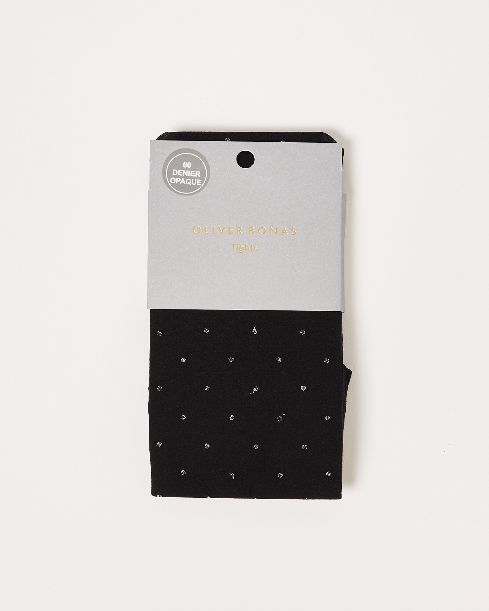 Black Metallic Silver Spot Tights | Oliver Bonas
