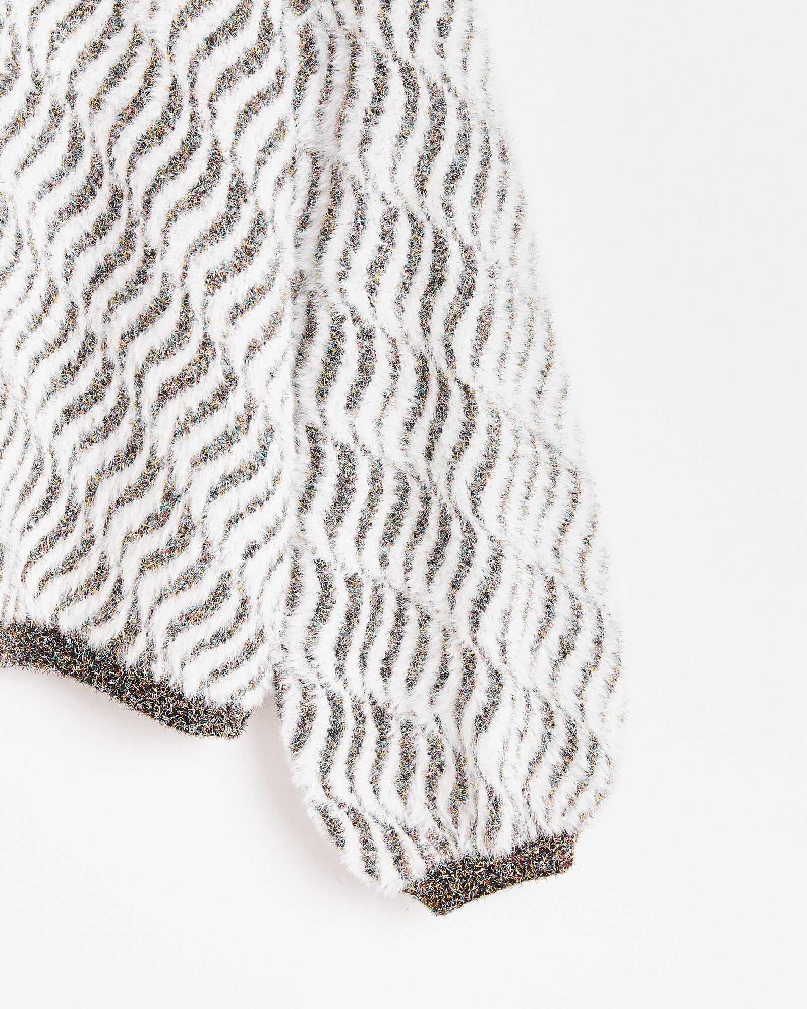 Wavy Tinsel Metallic Silver Knitted Jumper | Oliver Bonas