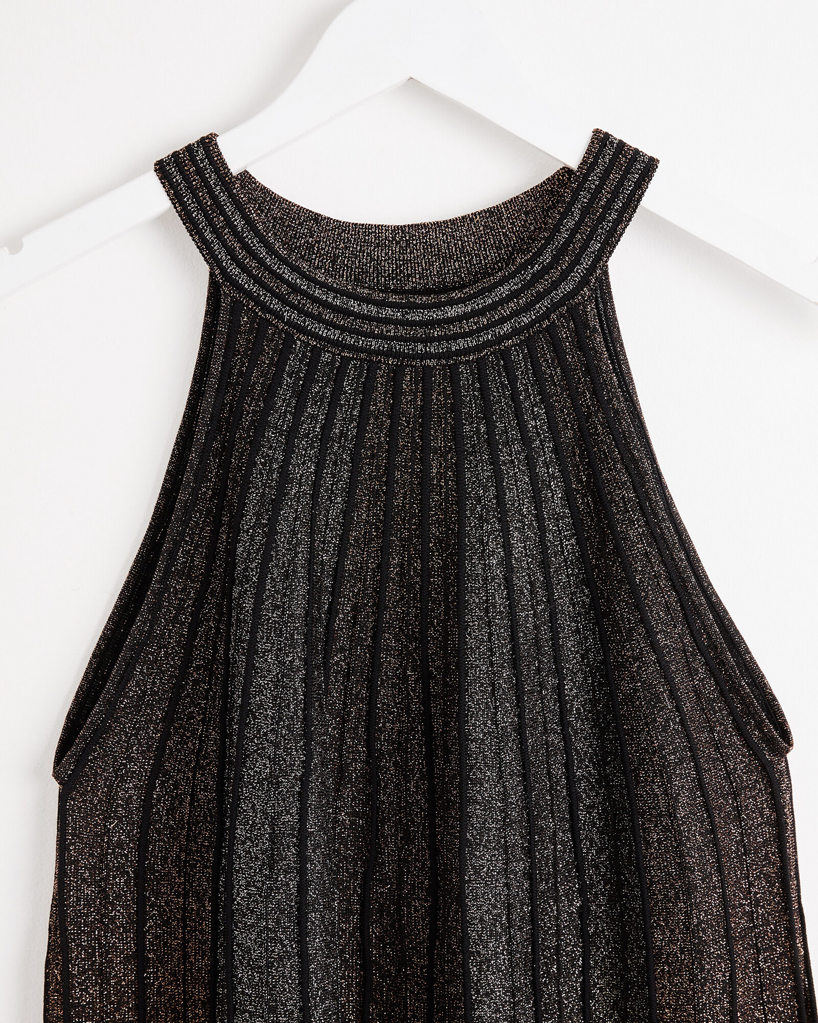 Sparkle Stripe Copper Halter Neck Shift Dress | Oliver Bonas